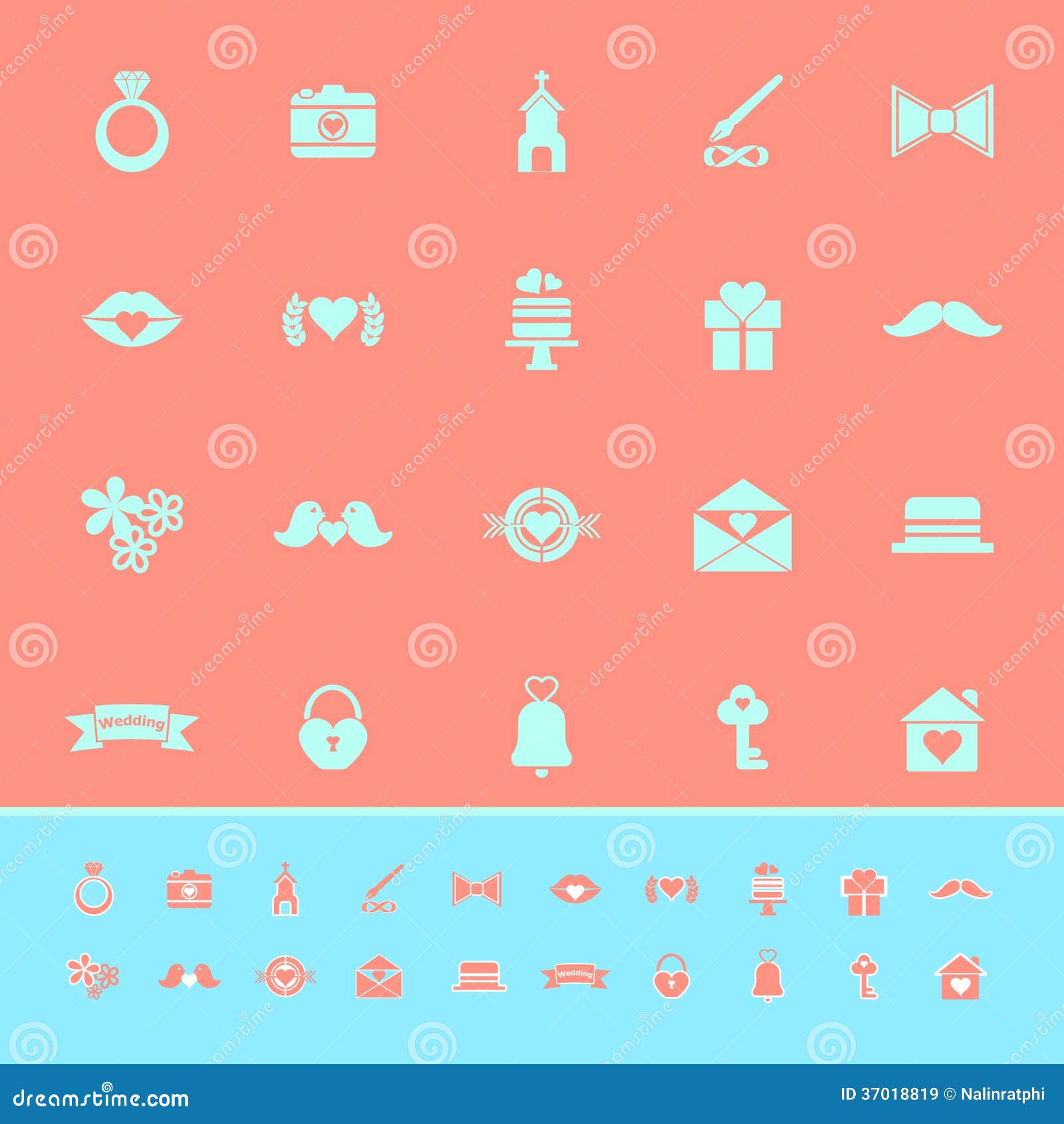 Wedding Color Icons on Orange Background Stock Vector - Illustration of ...