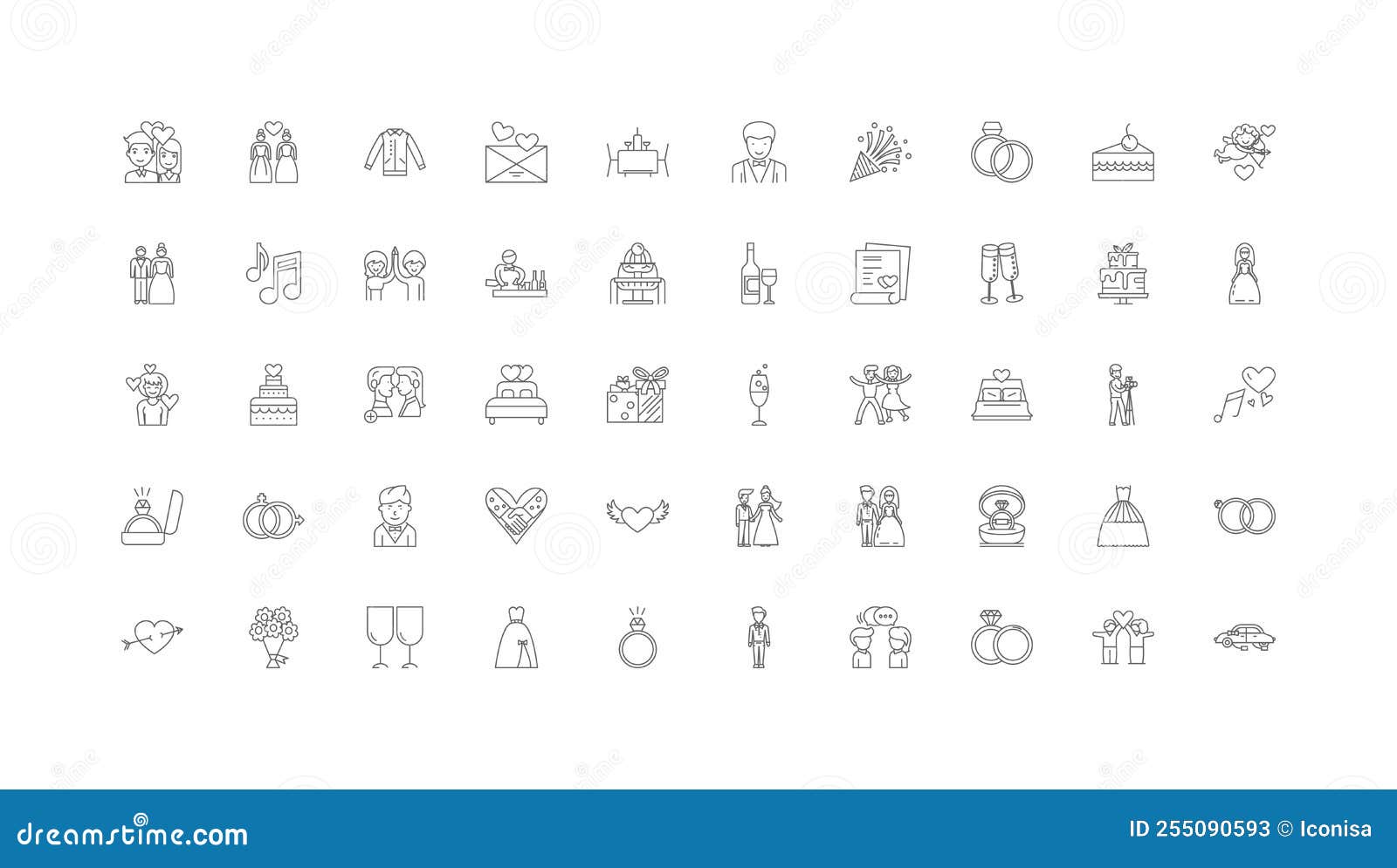 Wedding Concept Illustration, Linear Icons, Line Signs Set, Vector ...