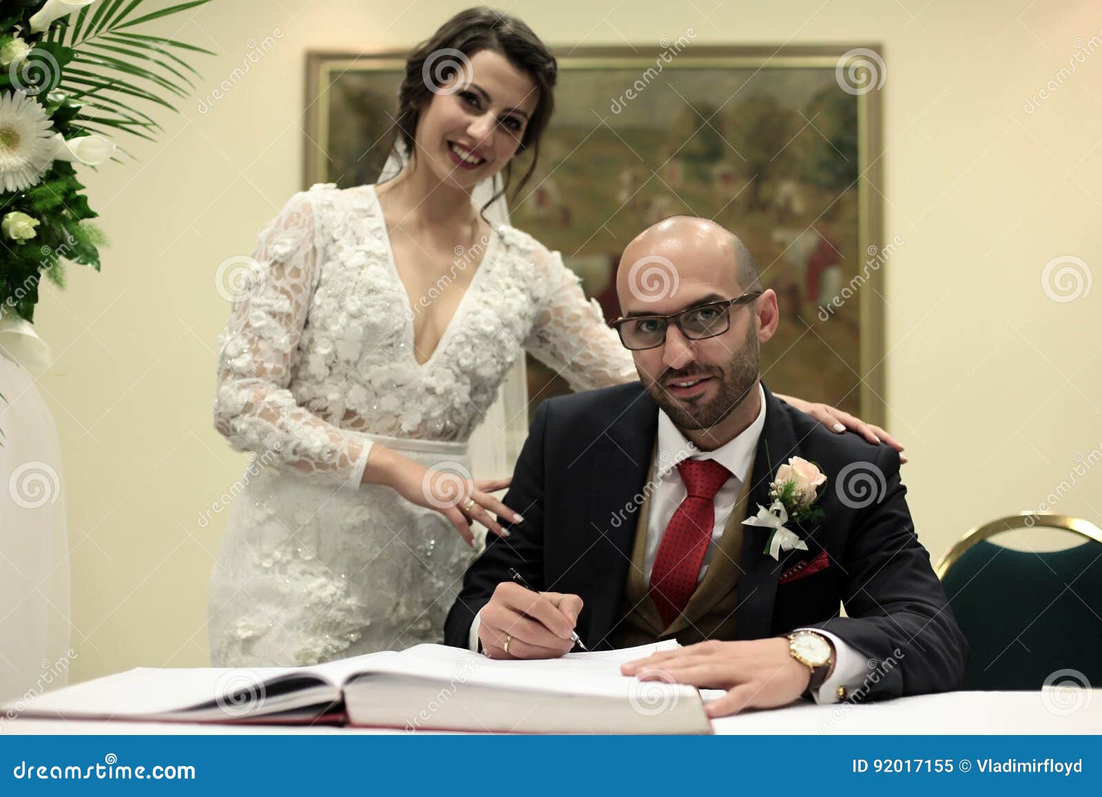 Wedding contract signing stock image. Image of document - 92017155