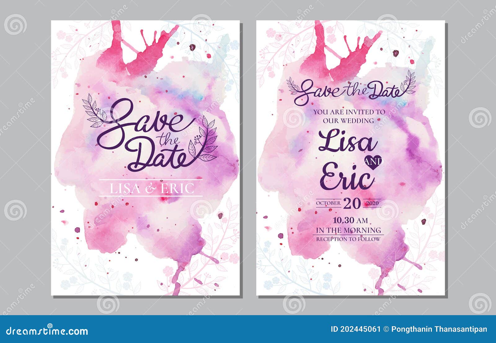 Wedding Invitation Card the Bride and Groom Abstract Colorful ...