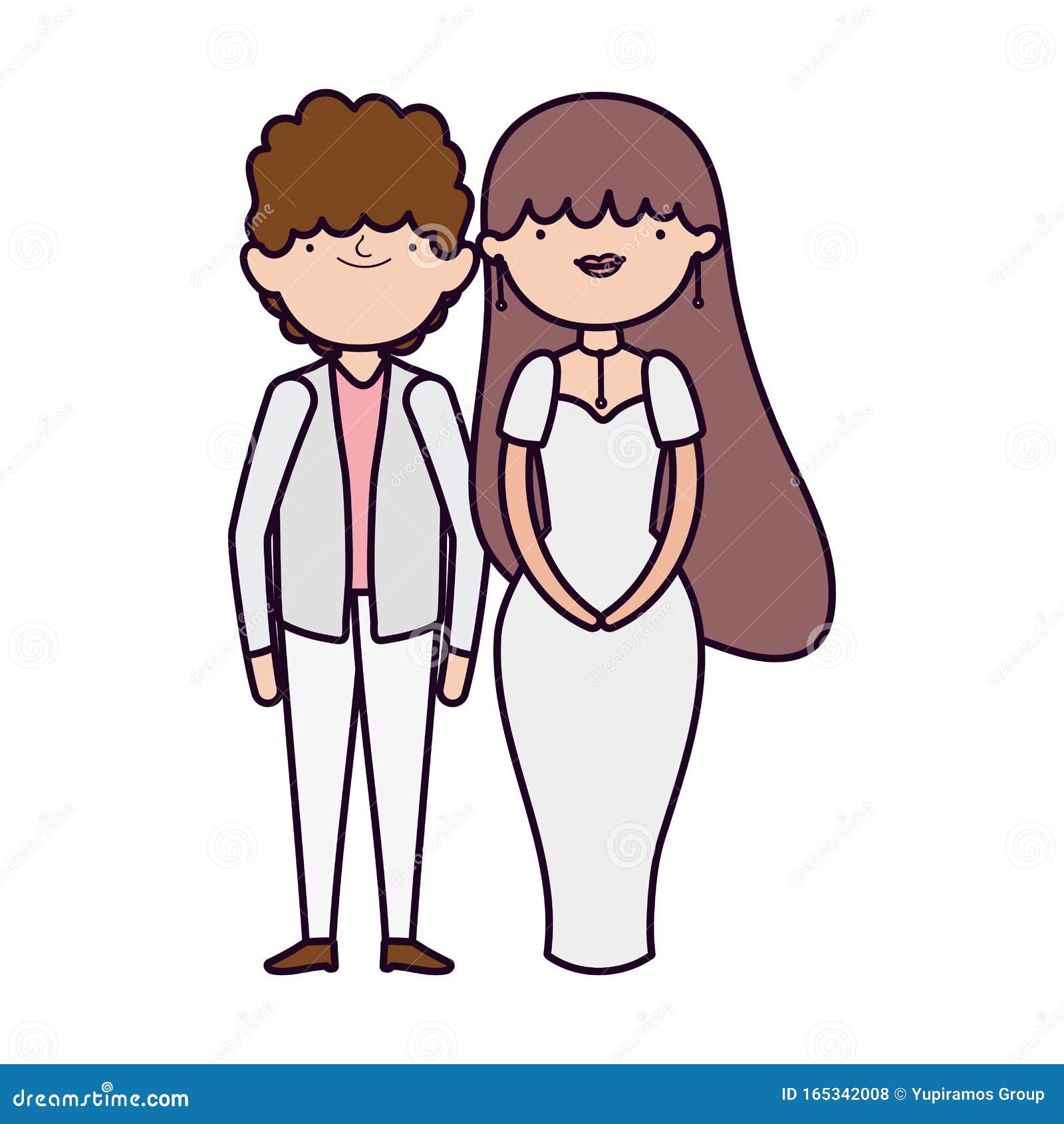 Wedding Couple Bride And Groom In Elegant Suits Cartoon Stock Vector