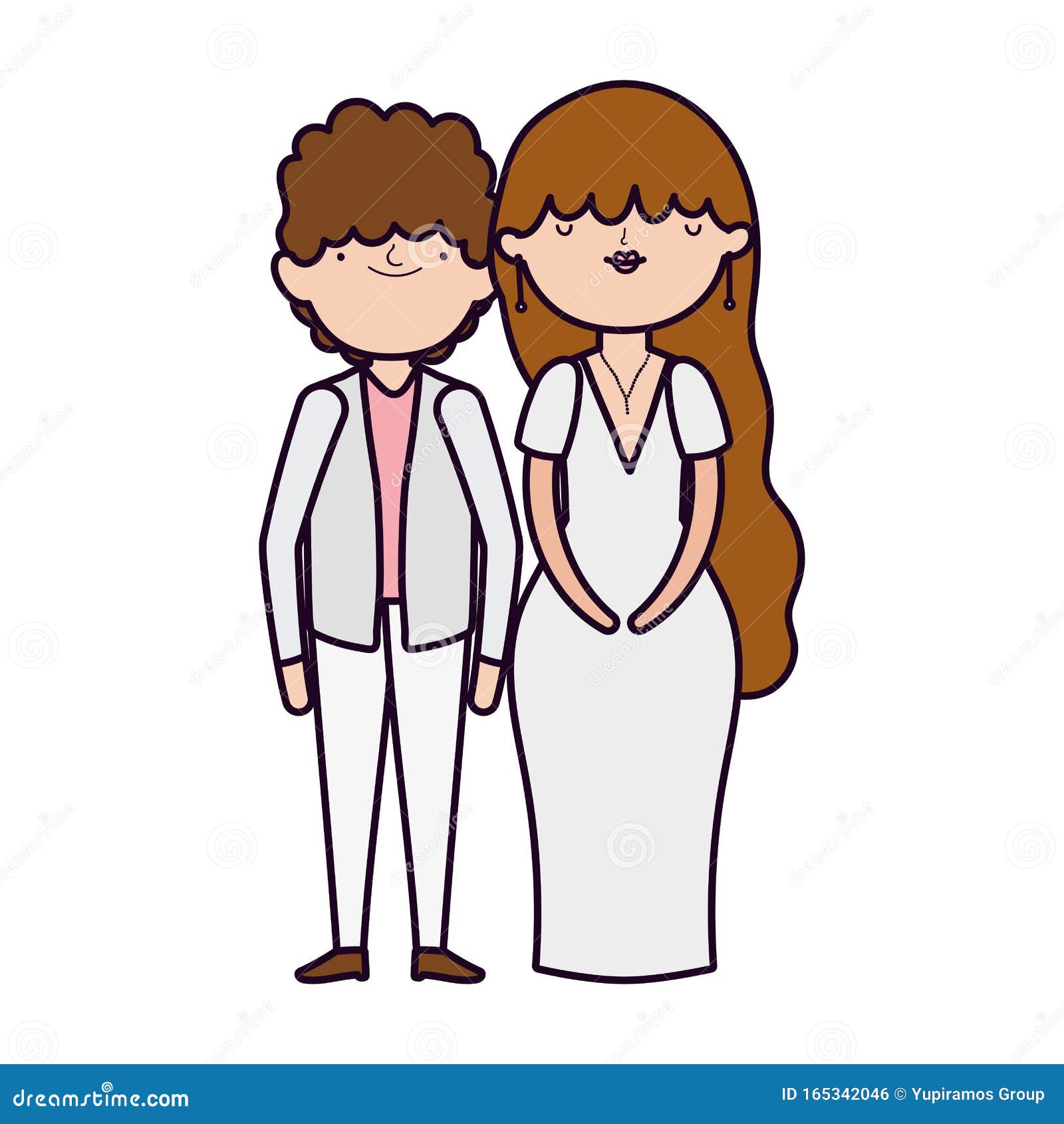 Wedding Couple Bride And Groom In Elegant Suits Cartoon Stock Vector