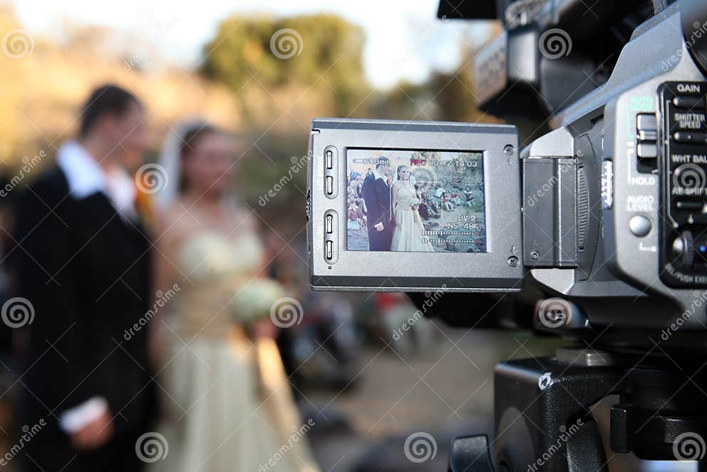 Wedding Couple on camera stock image. Image of innocence - 889117