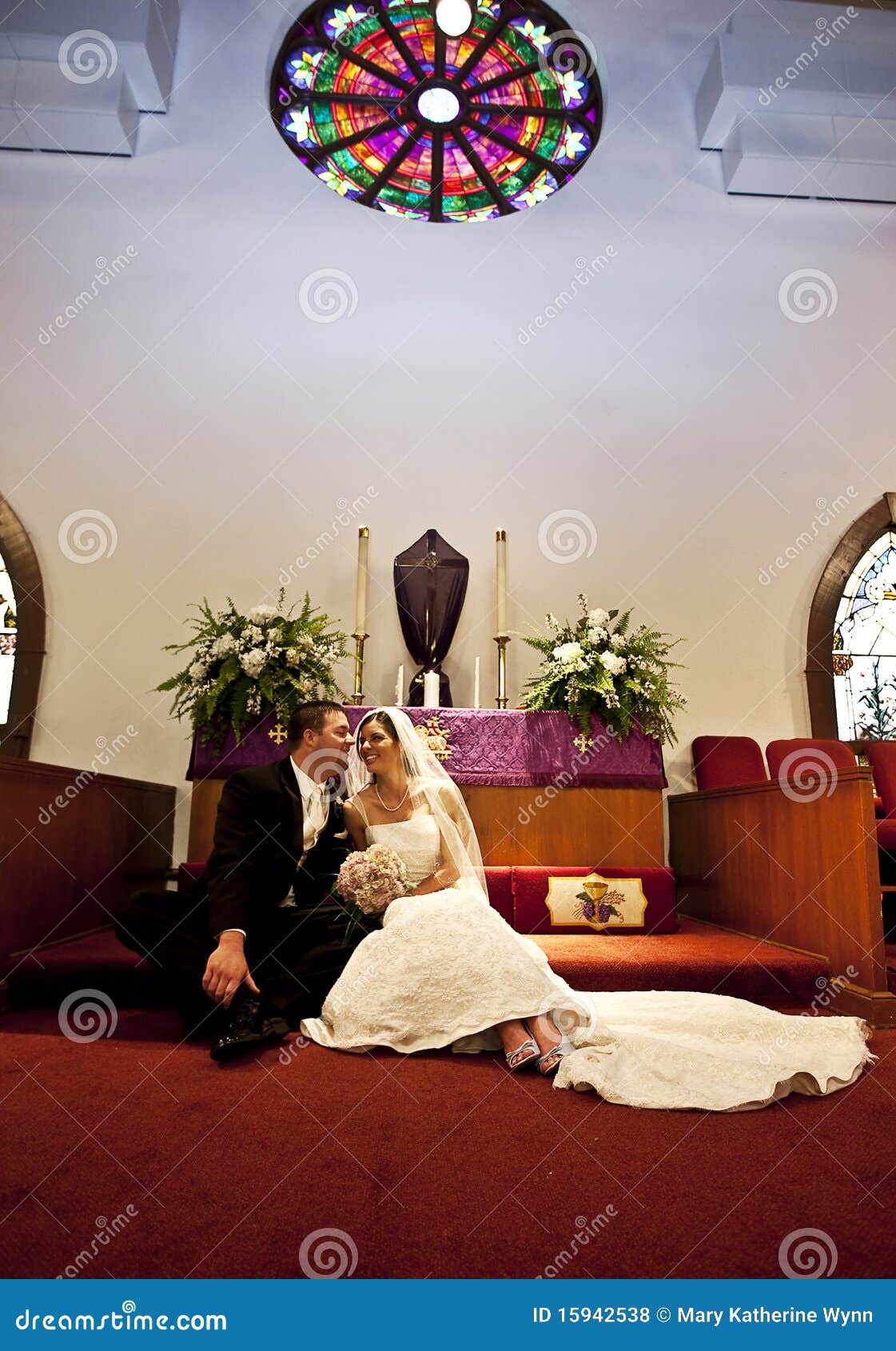 Wedding couple in a church stock photo. Image of feminine - 15942538