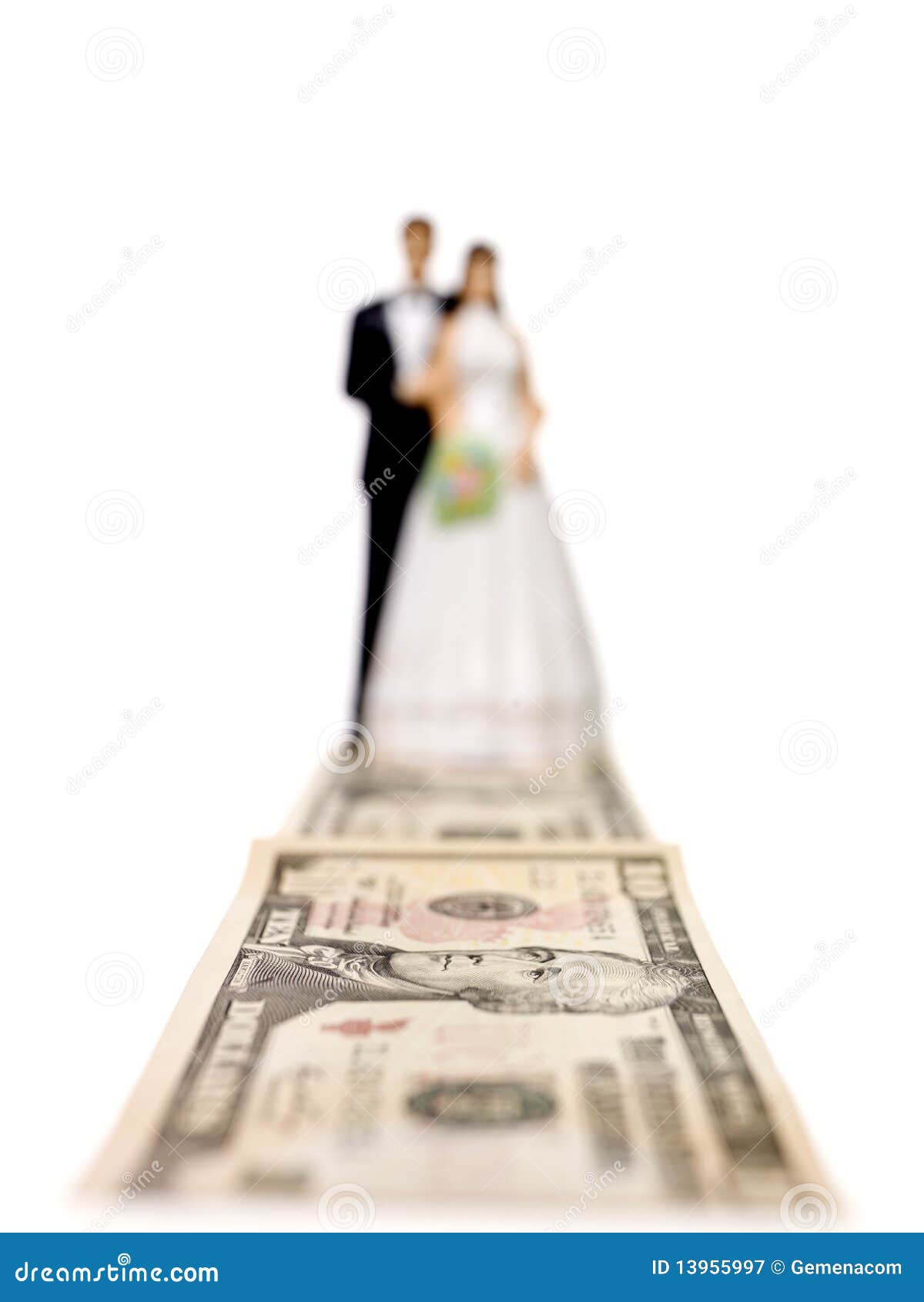 Wedding Couple in Front of a Dollar Bank Note Stock Image - Image of ...