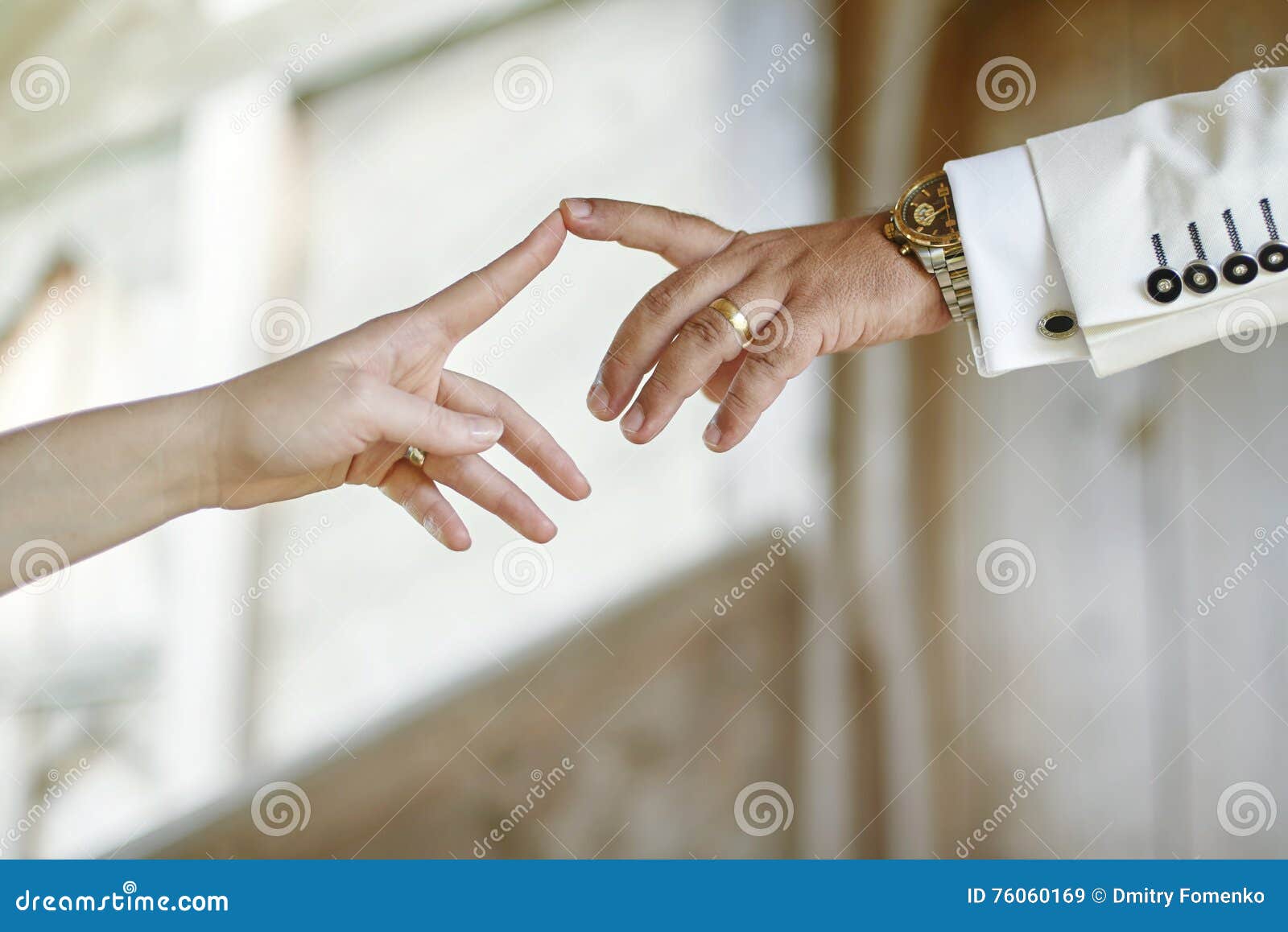 Wedding Couple Hands Touching the Index Fingers Stock Image - Image of ...