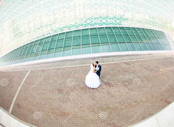 Wedding Couple with High-tech Architecture Stock Image - Image of ...