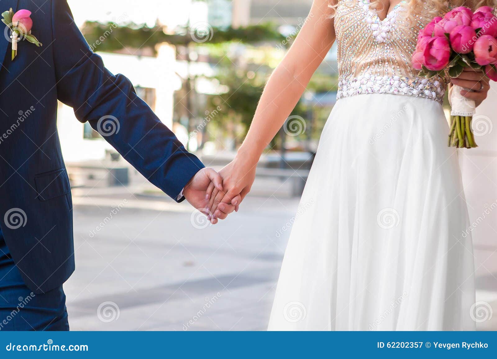 Wedding Couple Holding Hands Stock Image - Image of hand, husband: 62202357
