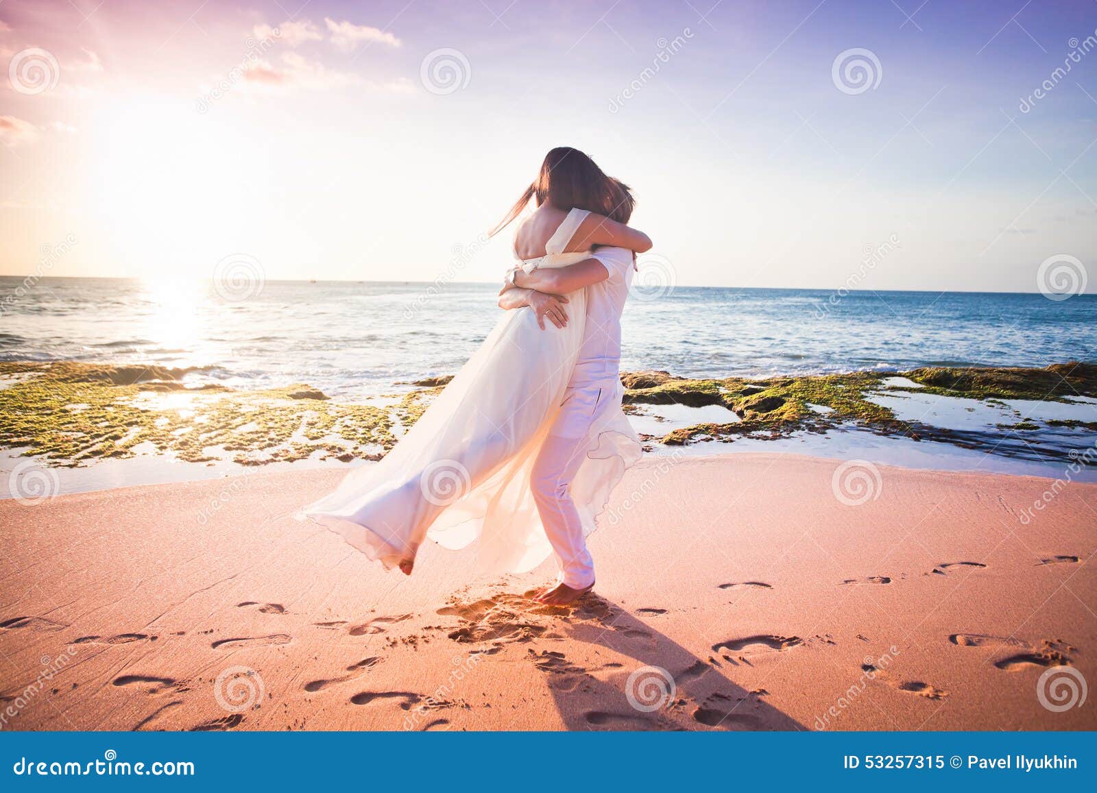 Wedding Couple Just Married Stock Image - Image of beach, beautiful ...