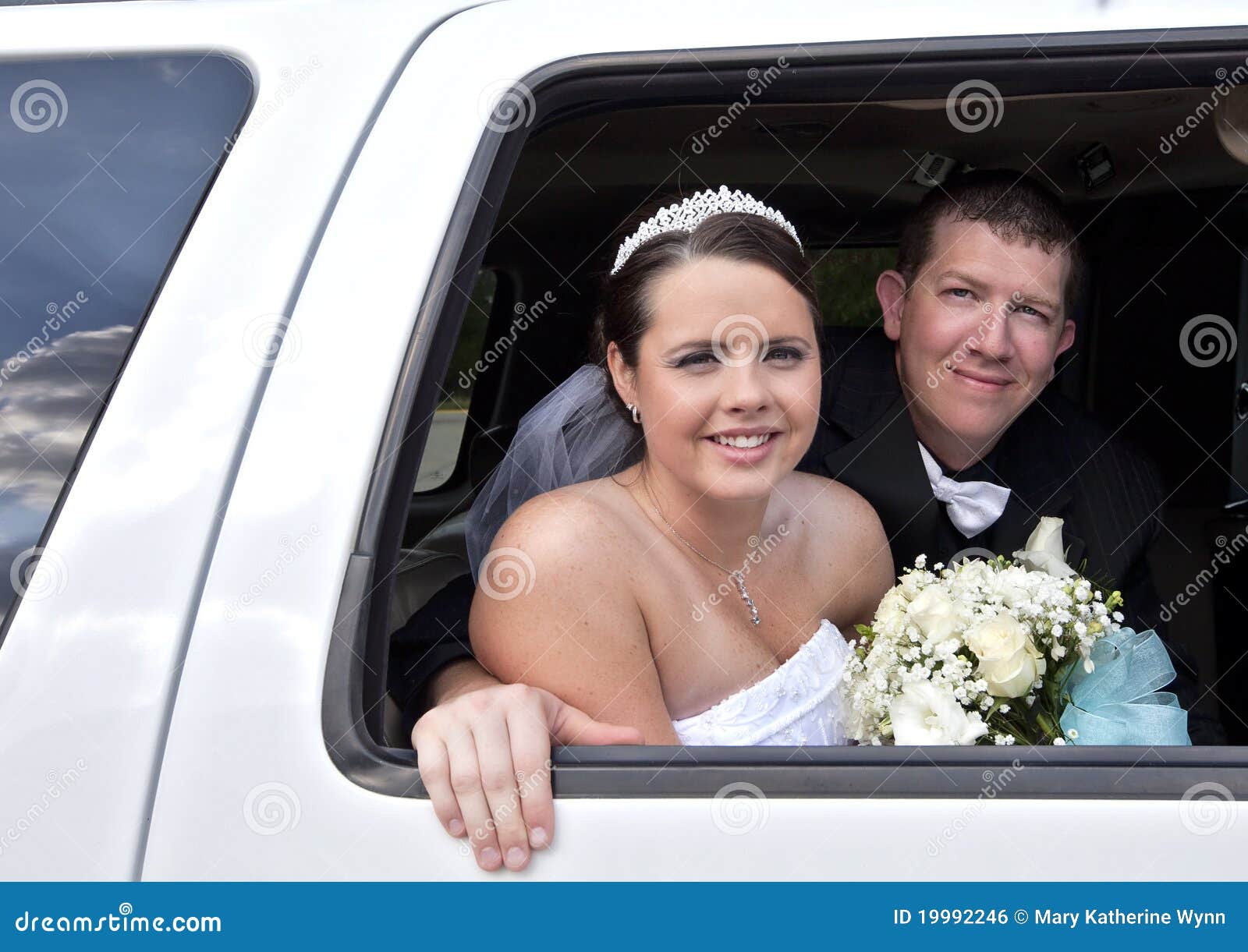 Wedding Couple in Limousine Stock Photo - Image of couple, interior ...