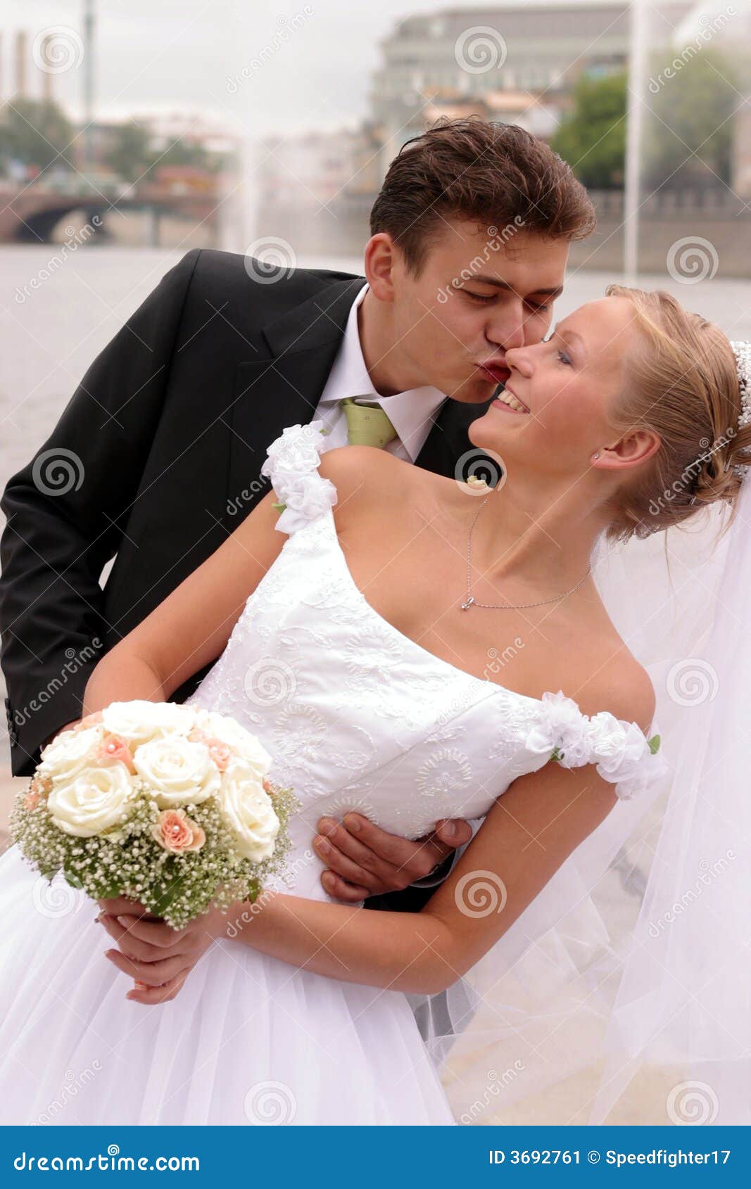 Wedding Couple in Love Kissing Stock Image - Image of ceremony ...