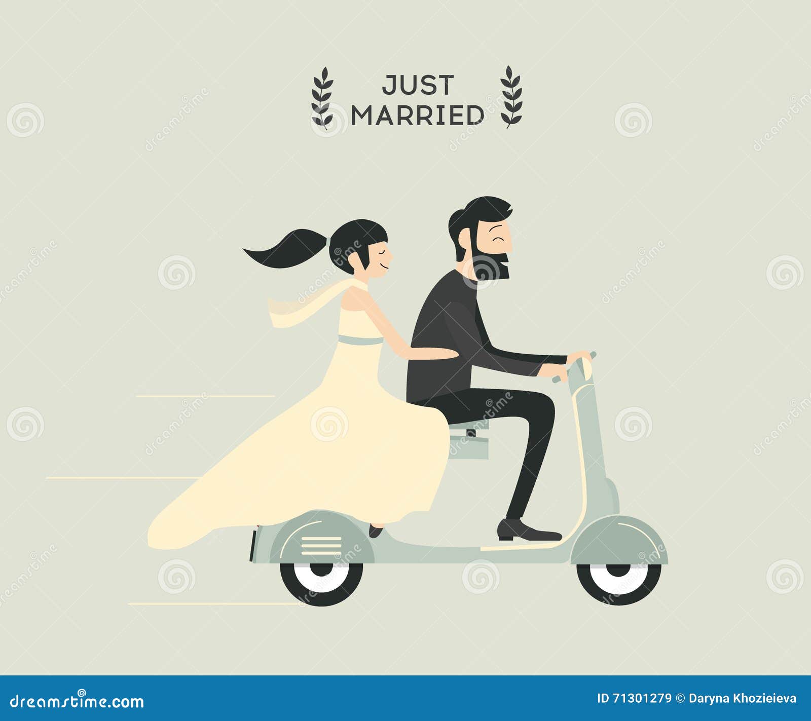 Wedding Couple On Motorcycle Stock Vector Illustration Of Married
