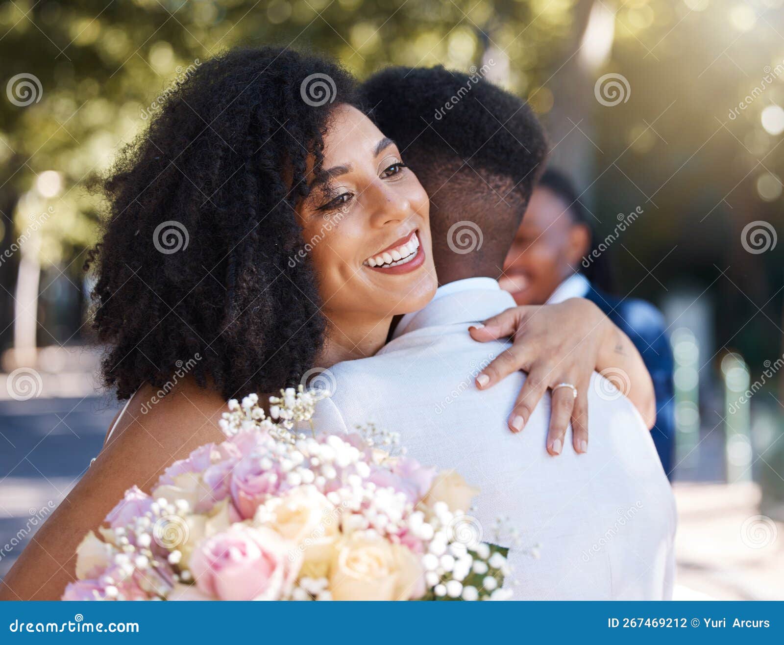 Wedding Couple And Outdoor Marriage Celebration Event For Bride And