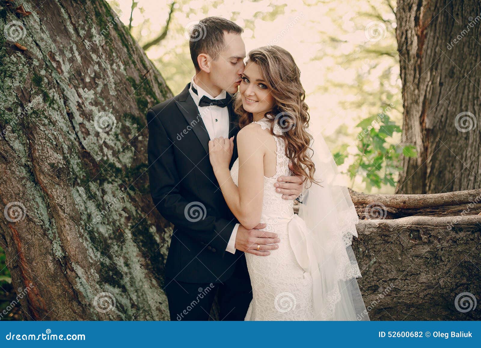 Wedding couple in the park stock photo. Image of love - 52600682