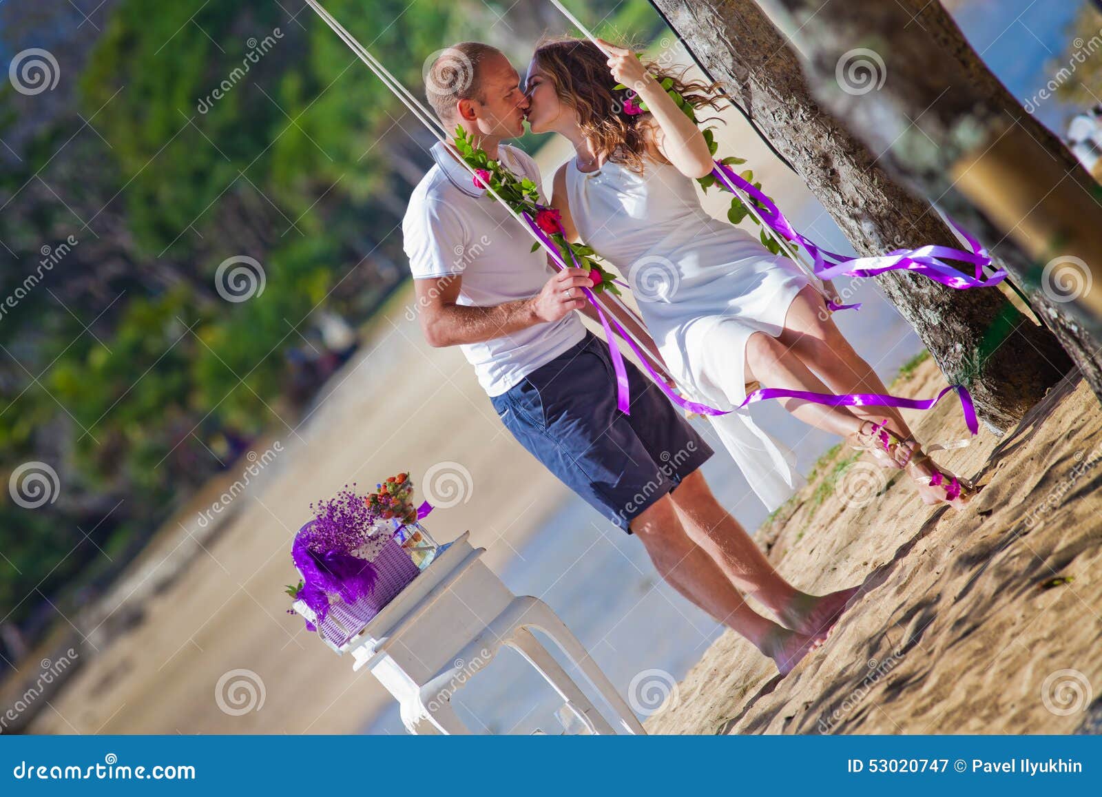 Wedding Couple Riding on a Swing Stock Image - Image of wedding, woman ...