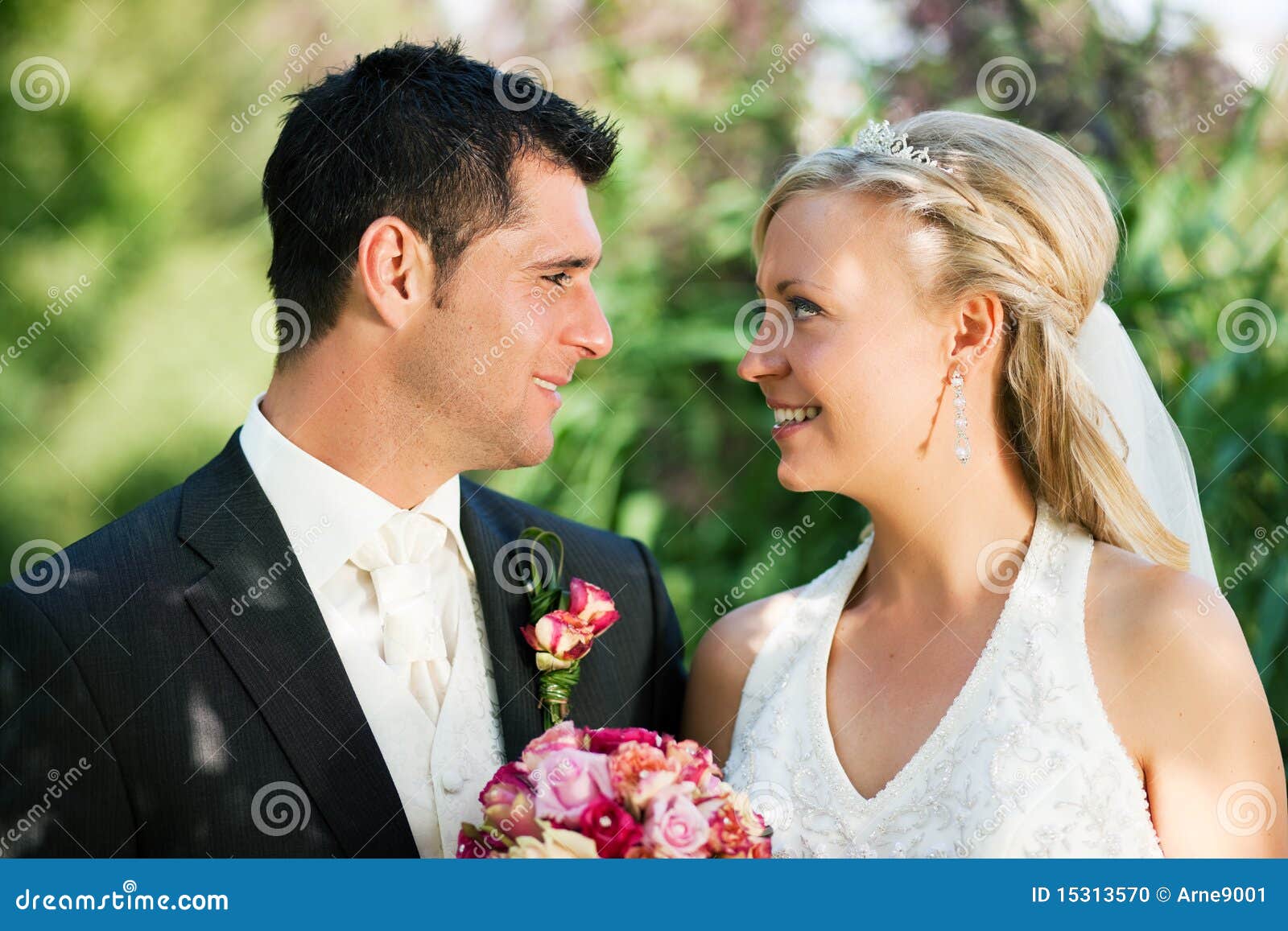 Wedding Couple in Romantic Setting Stock Photo - Image of beauty ...