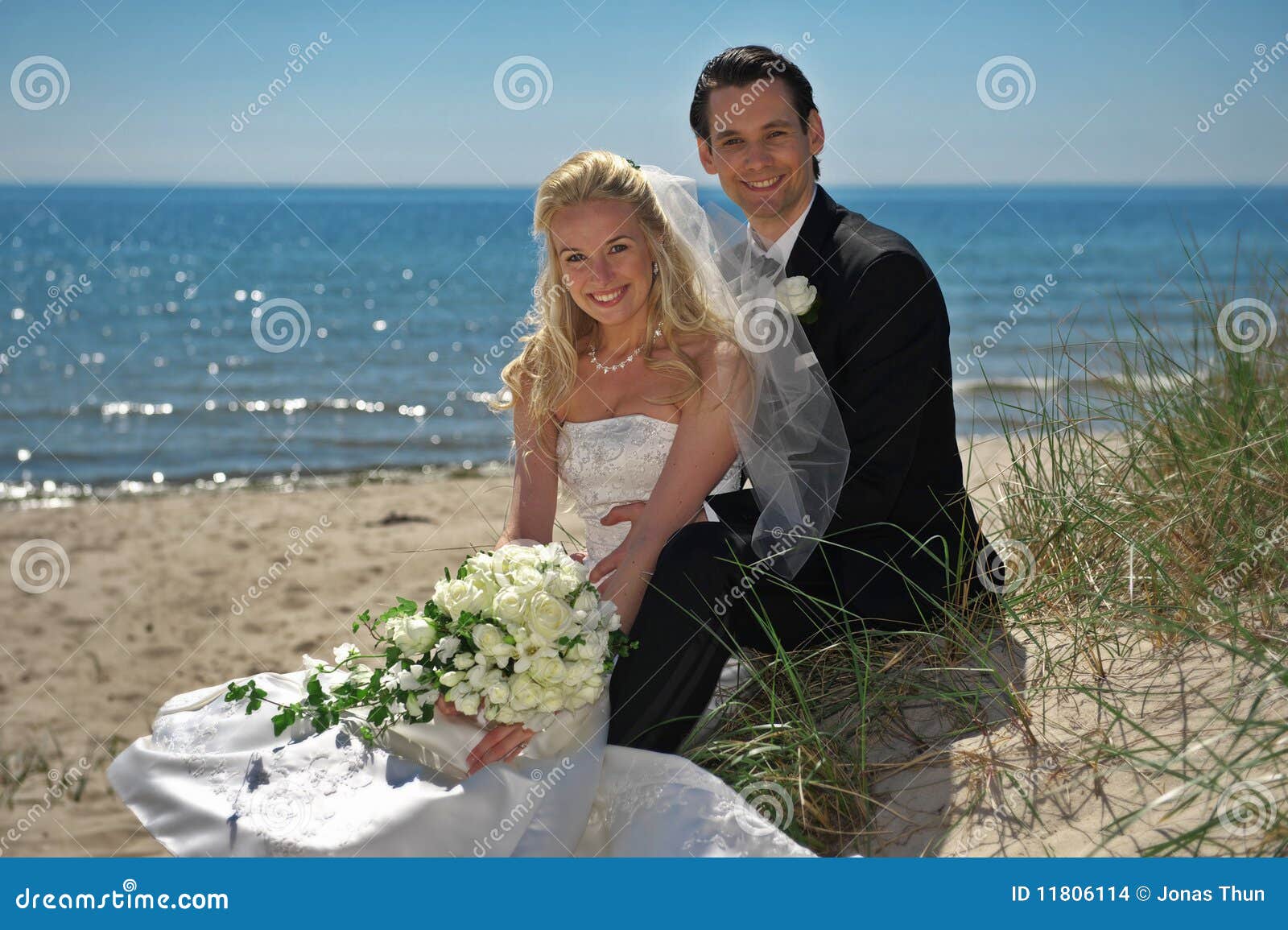 Wedding Couple by the sea stock photo. Image of pretty - 11806114
