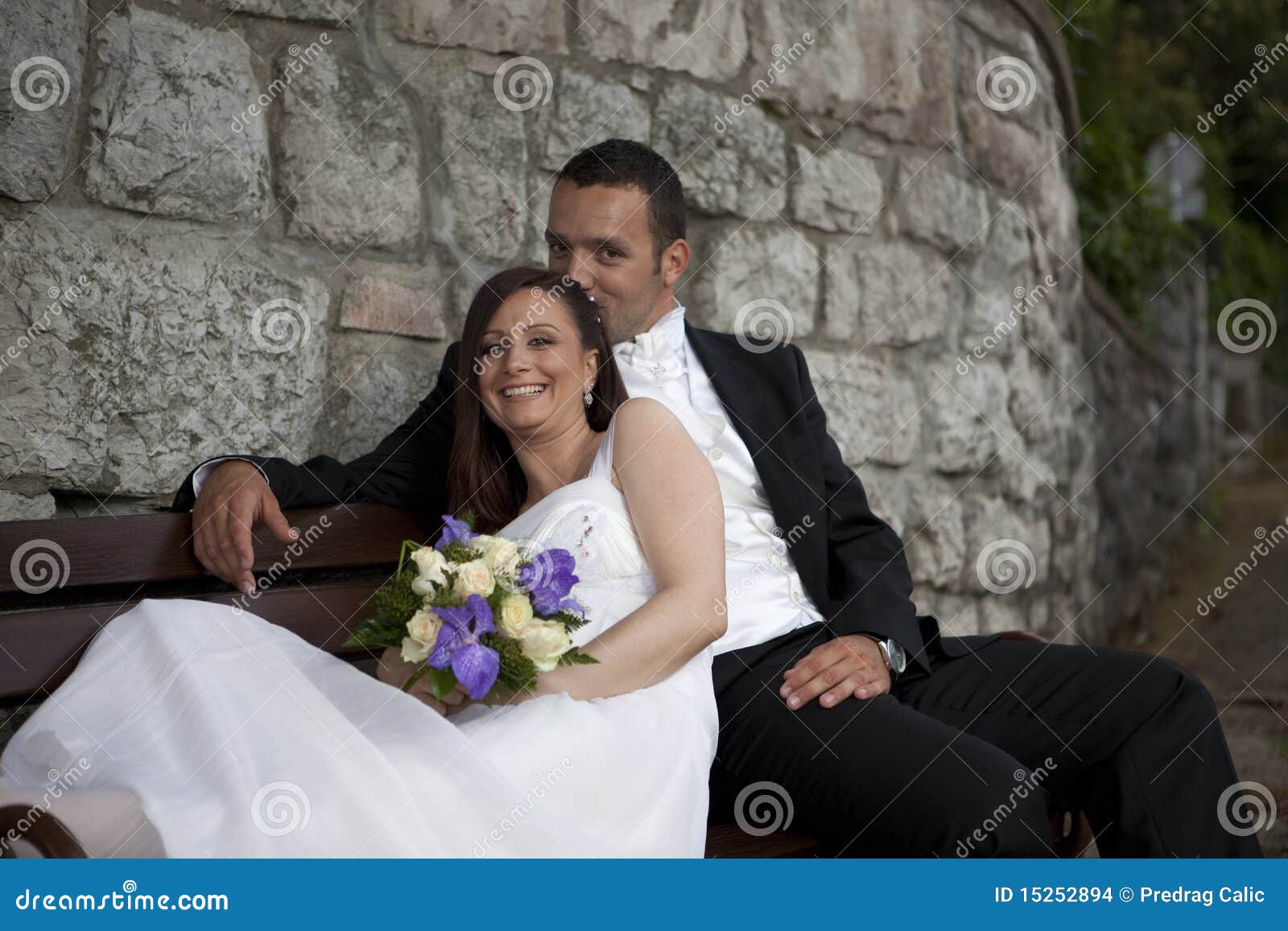 Wedding couple smiling stock photo. Image of engagement - 15252894