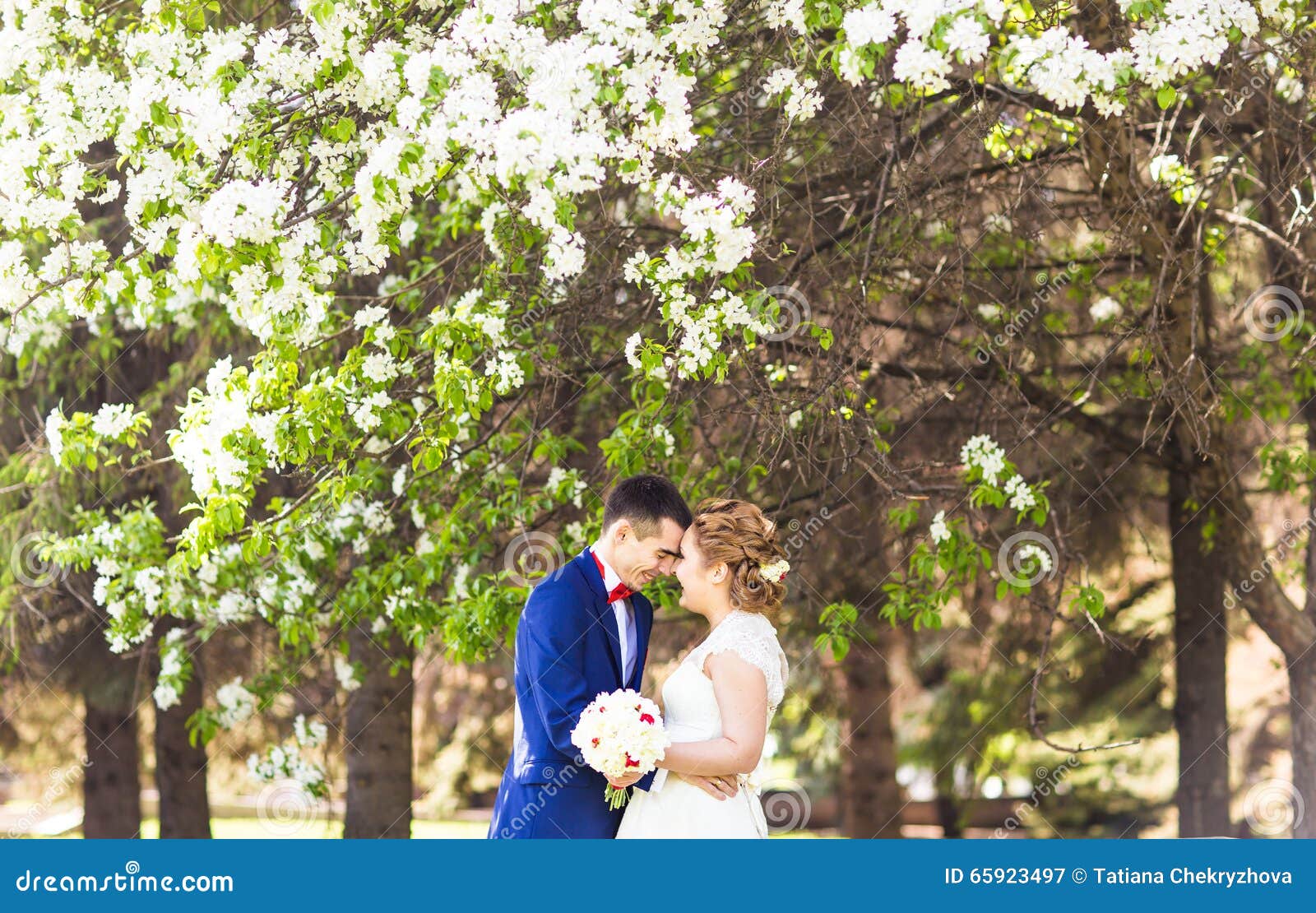 Wedding Couple in Spring Nature Stock Image - Image of happy, beautiful ...