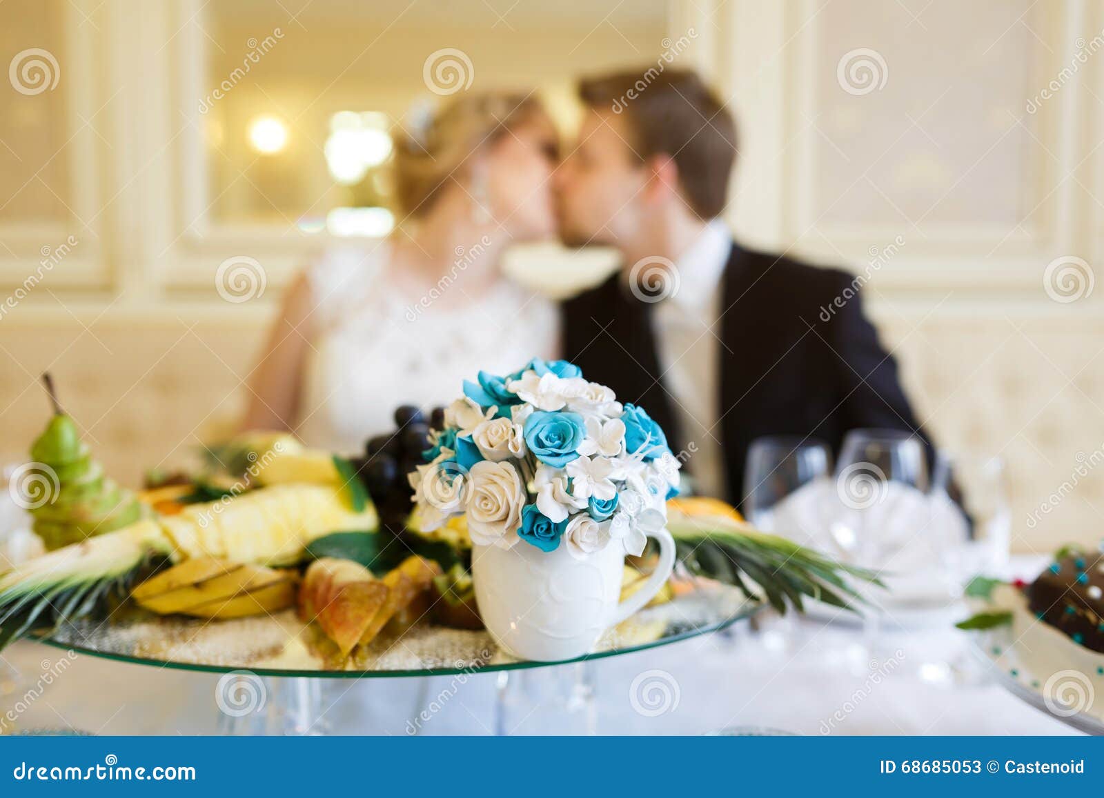 Wedding Couple at the Table Stock Image - Image of human, inside: 68685053