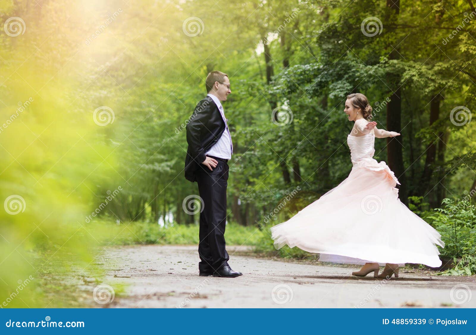 Wedding couple on a walk stock image. Image of happy - 48859339