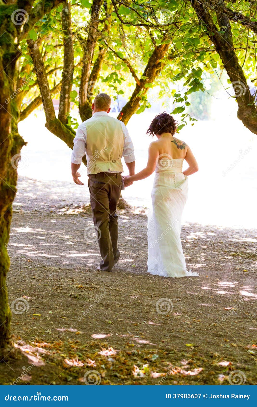 Wedding Couple Walking Away Stock Image - Image of celebration ...