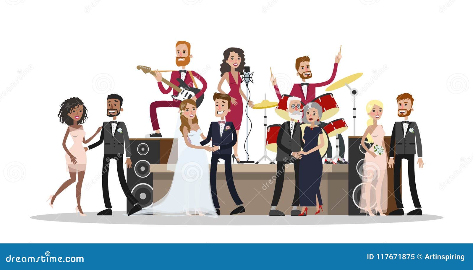 Wedding couple set. stock vector. Illustration of family - 117671875
