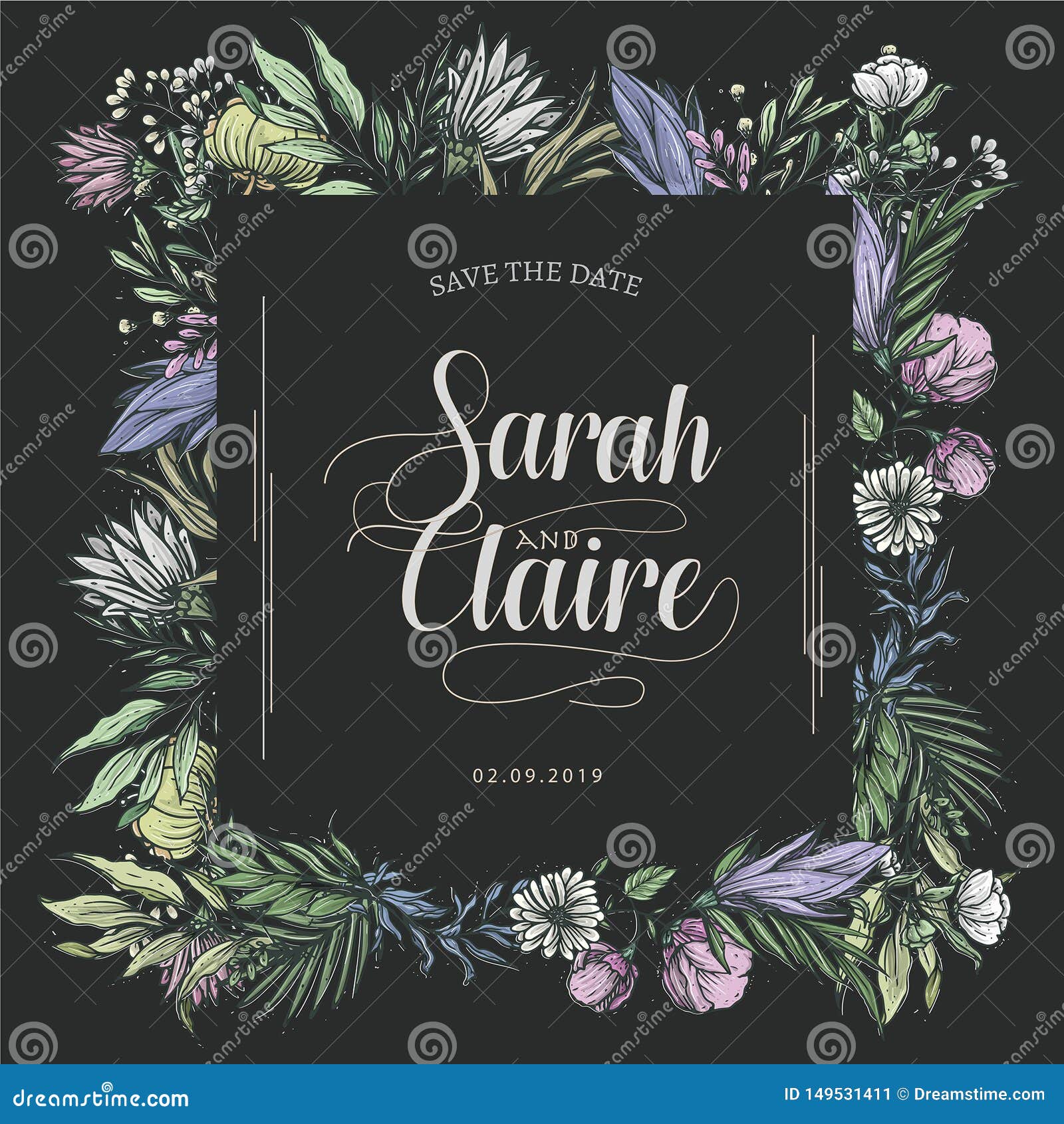 Wedding Cover Template Rectangular Colorful Stock Vector - Illustration ...