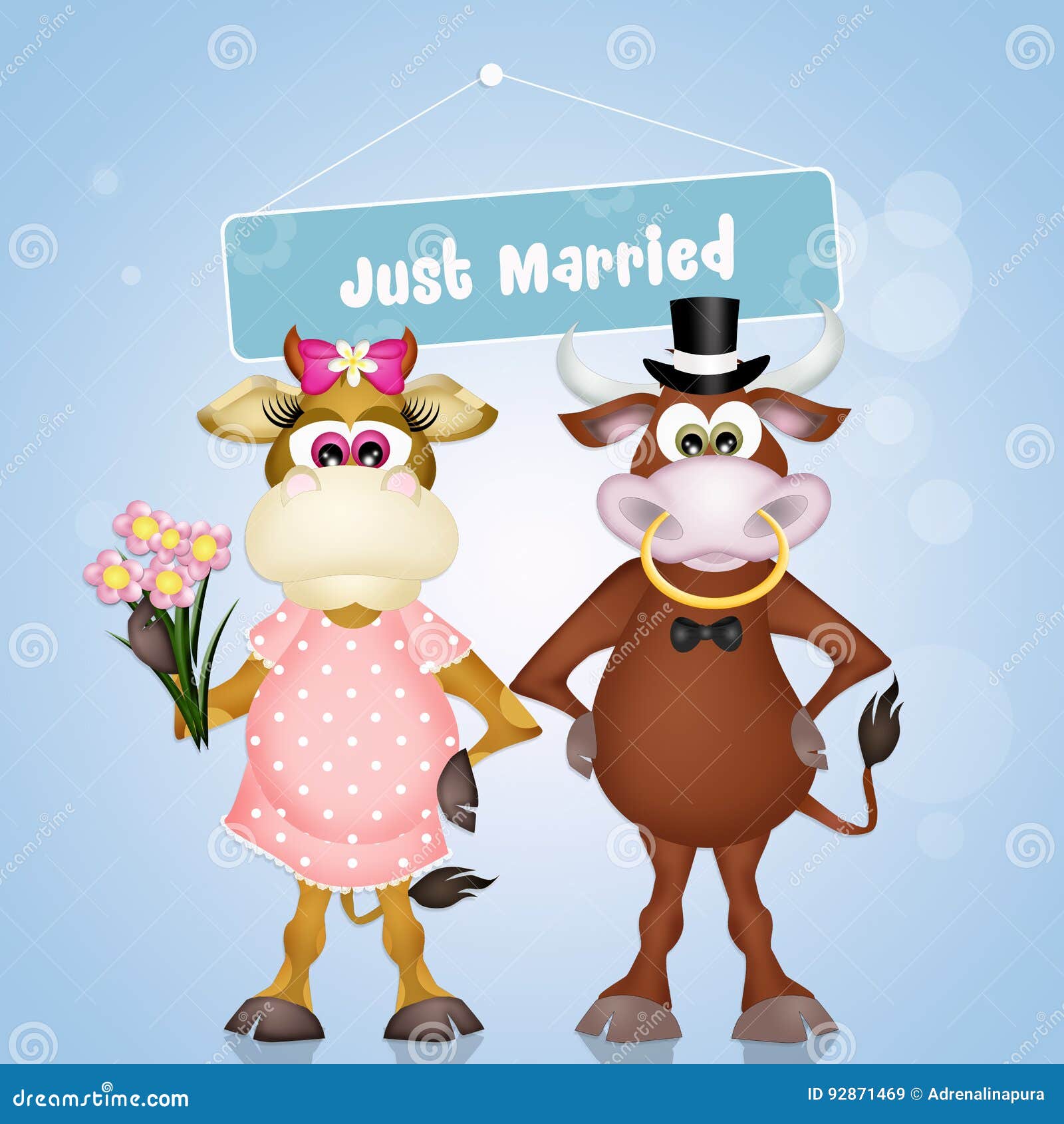 Wedding of cows stock illustration. Illustration of animal - 92871469