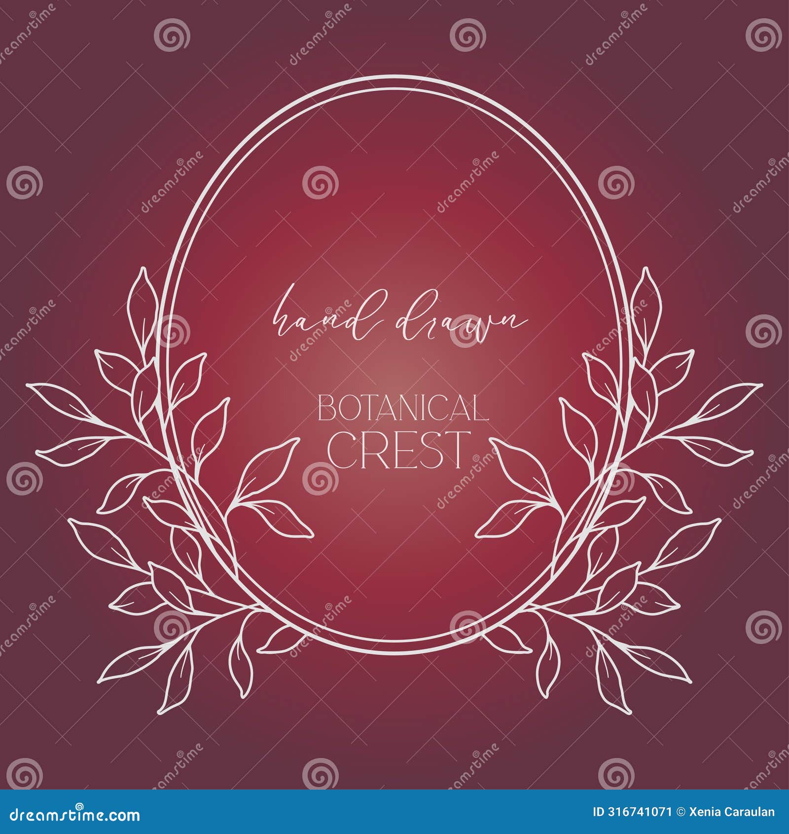 Wedding Crest Floral Line Art Design. Botanical Crest Line Drawing ...