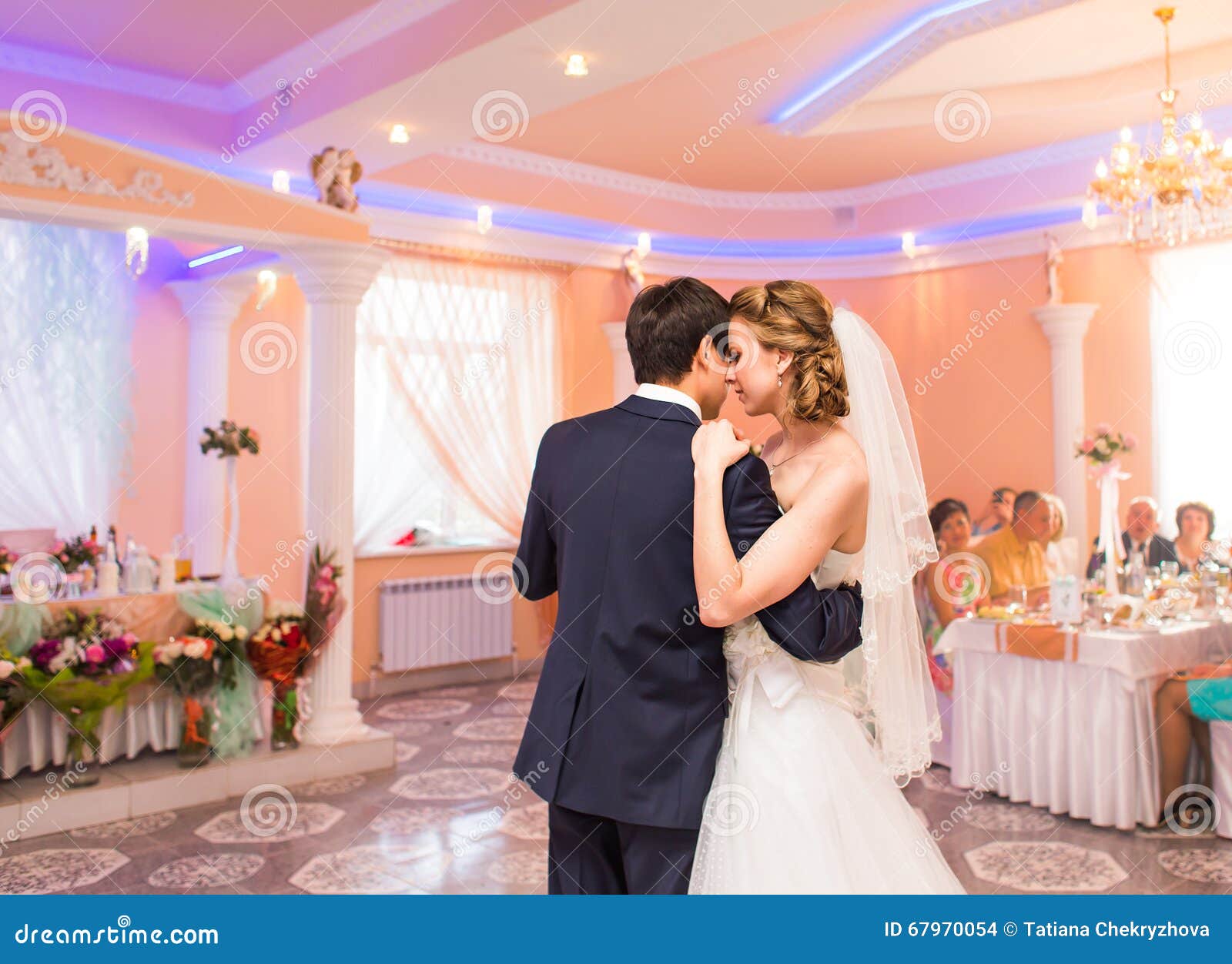 Wedding Dance of Bride and Groom Stock Photo - Image of celebration ...