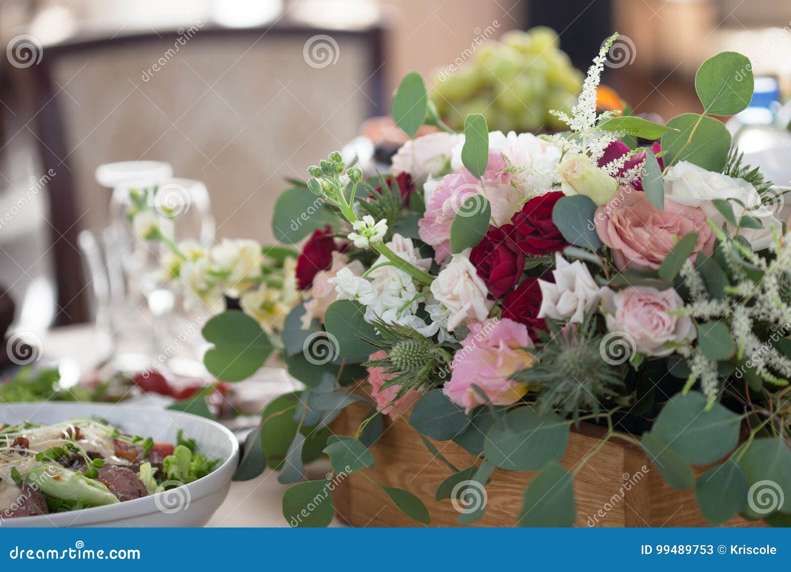 Wedding Decor. Flowers in the Restaurant, Food on the Table Stock Image ...
