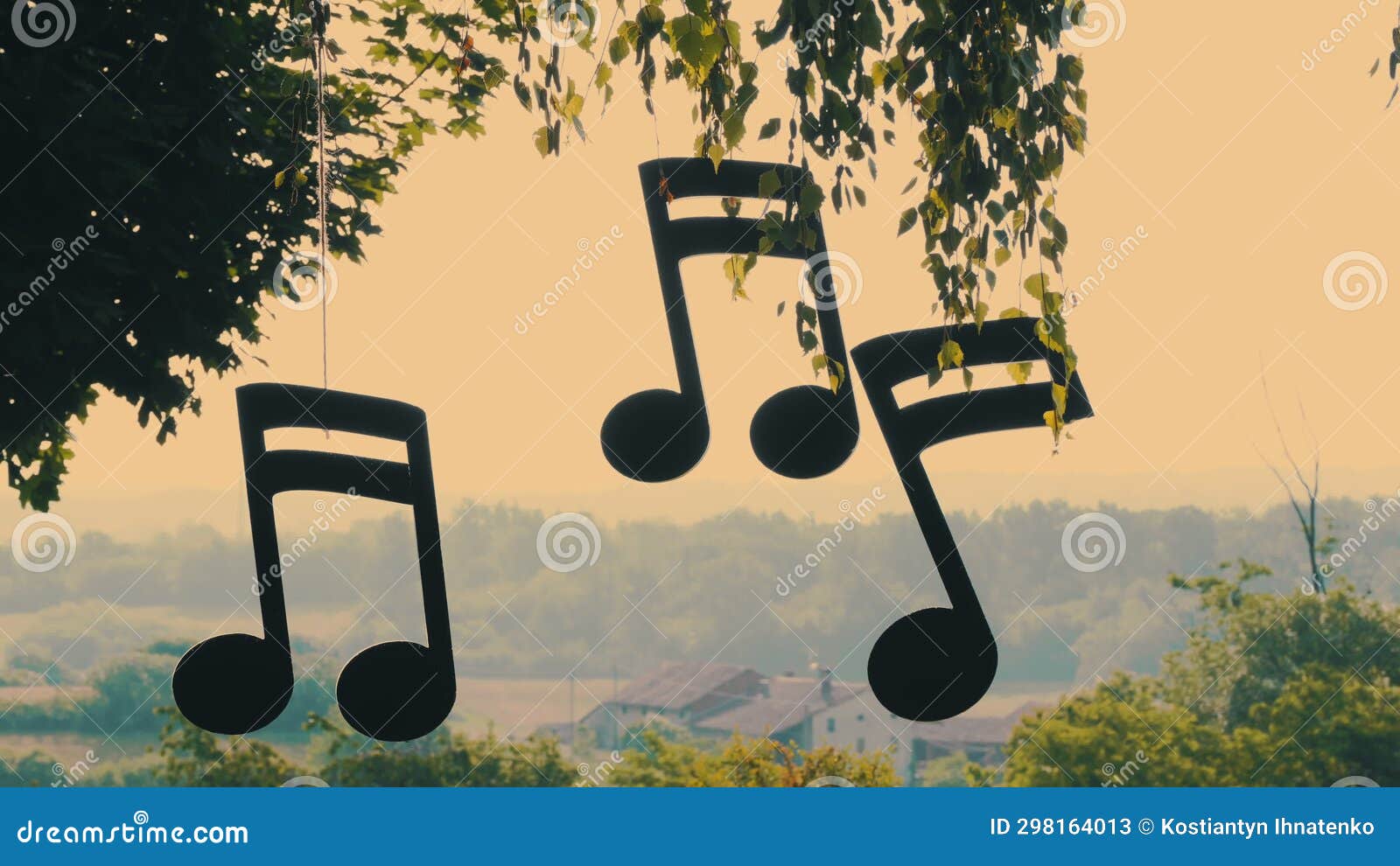 Wedding Decor. Musical Decorative Notes Hanging from a Tree on ...