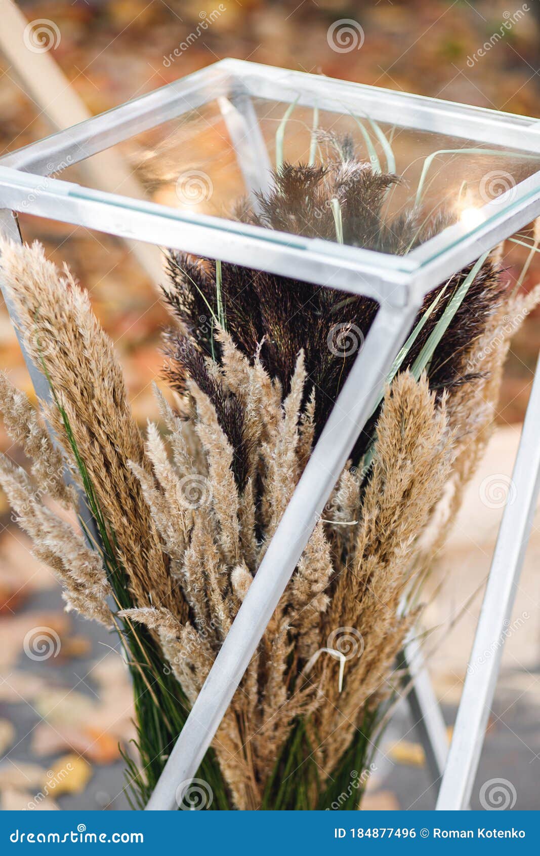 Wedding Decor in Rustic Style with Pampass Grass Stock Photo - Image of ...