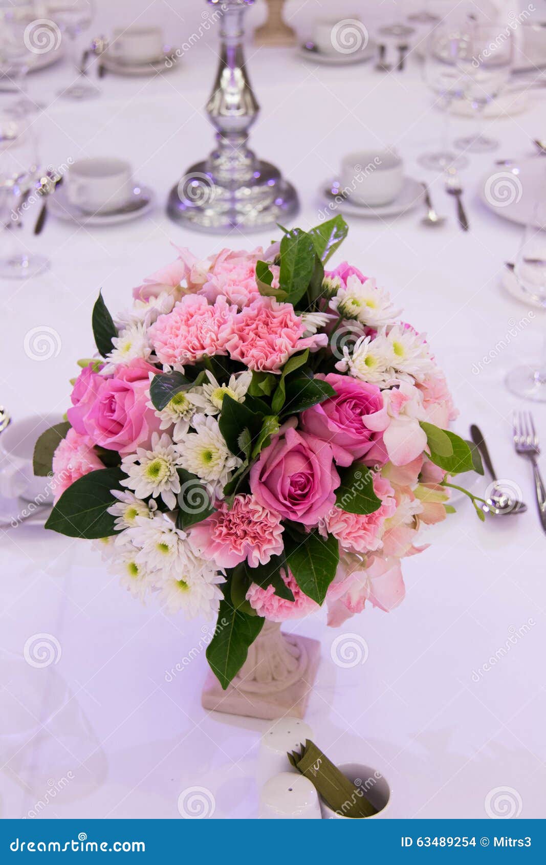Wedding Decor Table Setting and Flowers Stock Photo - Image of vase ...