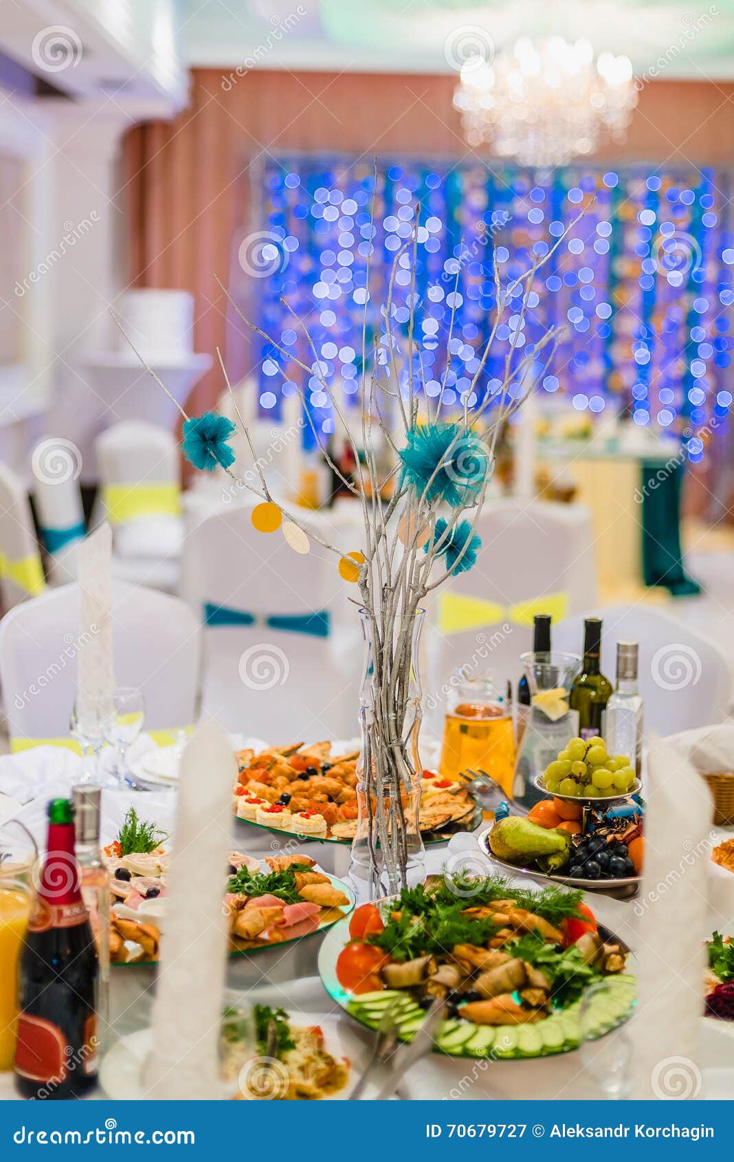 Wedding Decorated Table in the Beautiful Banquet Hall Stock Image ...