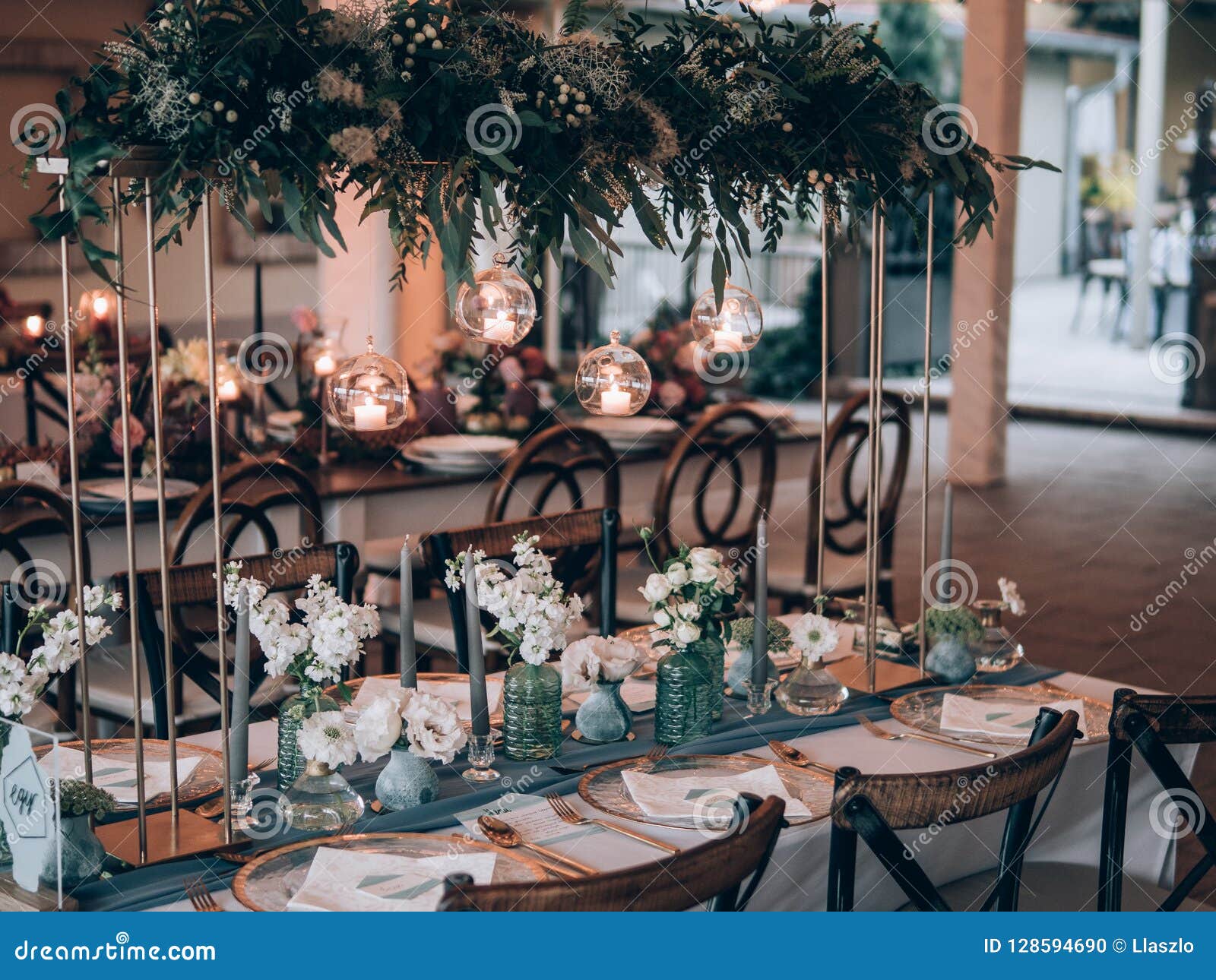 Wedding Decoration. Table Set at Wedding Stock Photo - Image of luxury ...