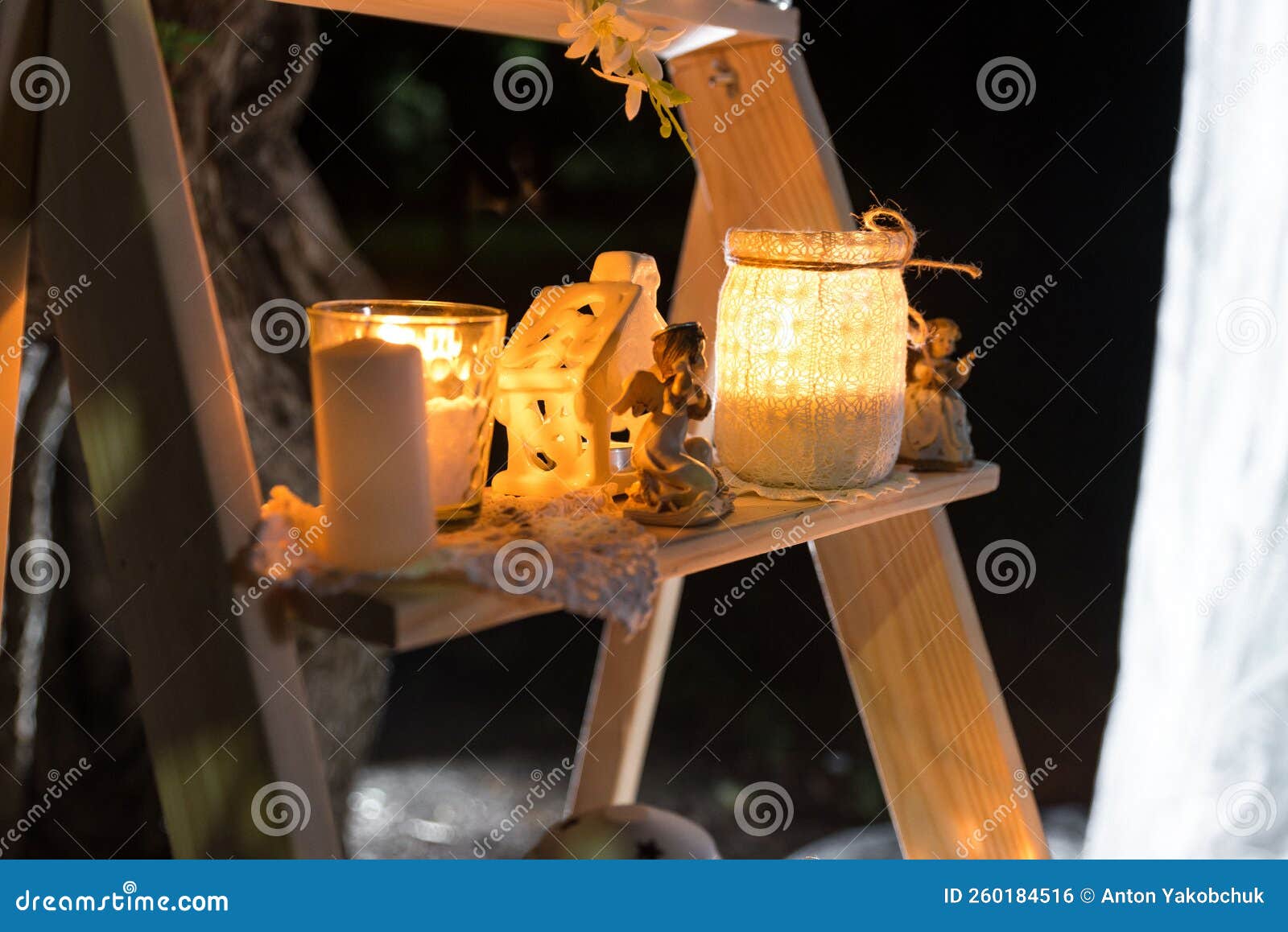 Wedding Decorations at Night Stock Photo - Image of beautiful, wedding ...