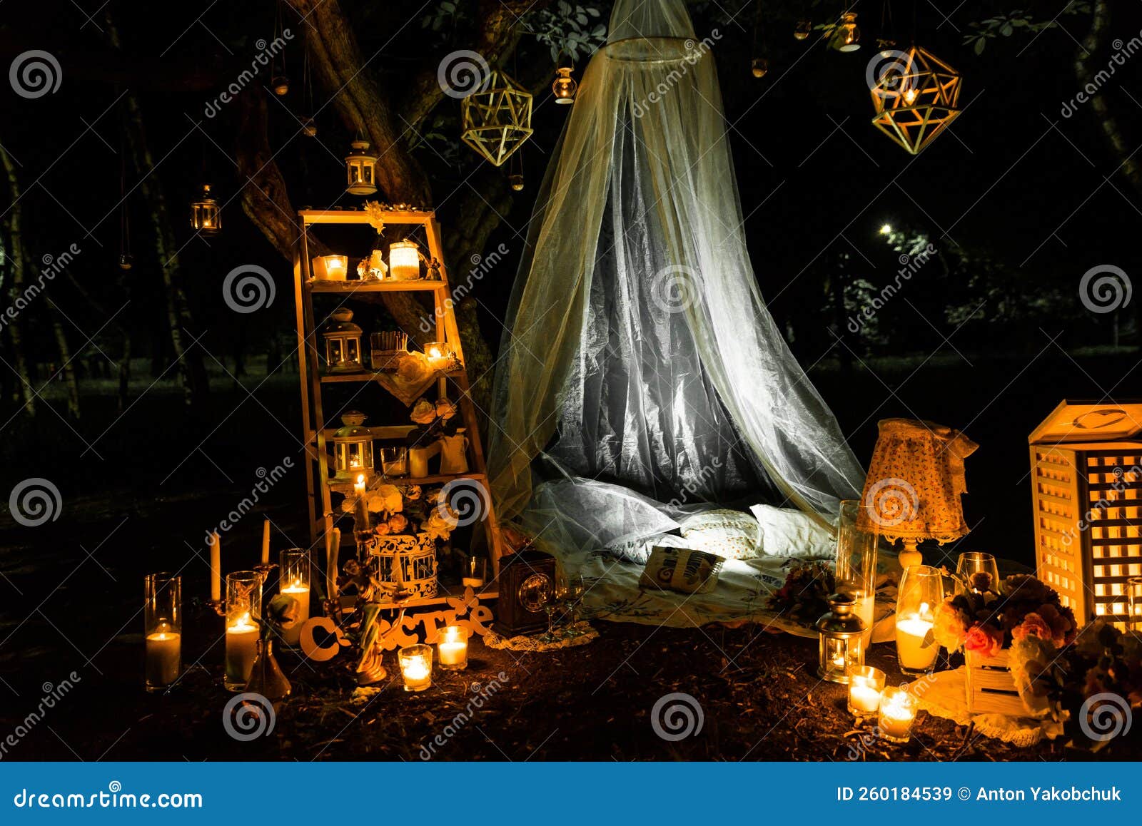Wedding Decorations at Night Stock Image - Image of luxury, house ...