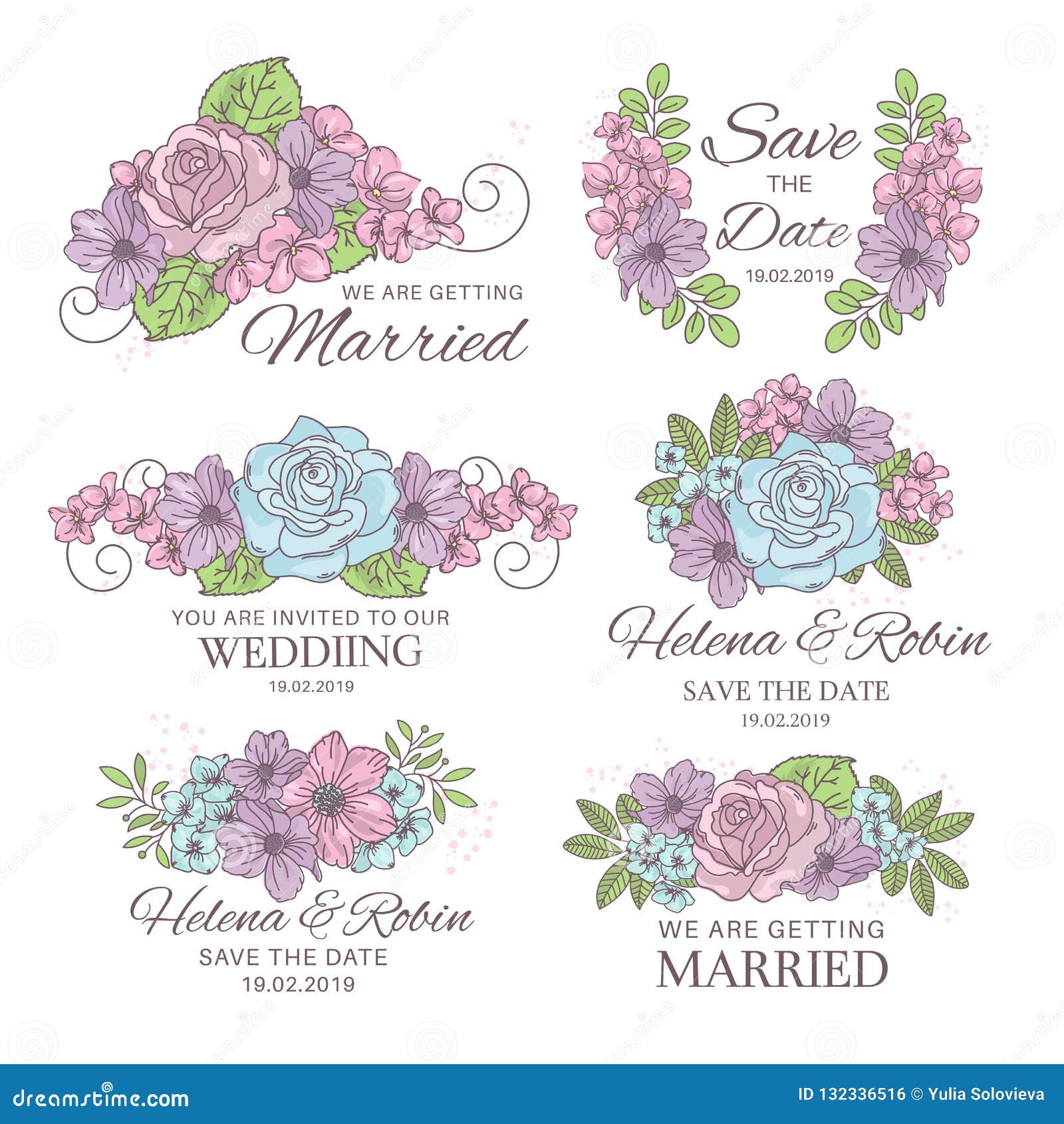 WEDDING DECORATOR Wedding Vector Illustration Set for Print Stock ...