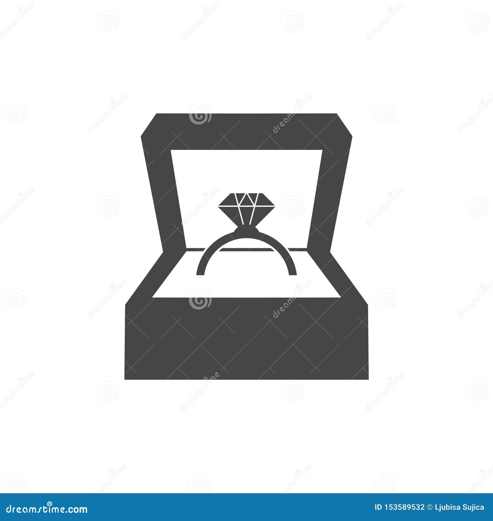 Wedding Diamond Ring in a Box. Vector Illustration Stock Vector ...