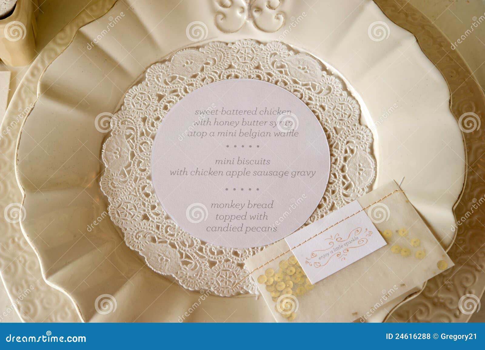Wedding Dinner Menu Place Setting Stock Photo - Image of cutlery ...