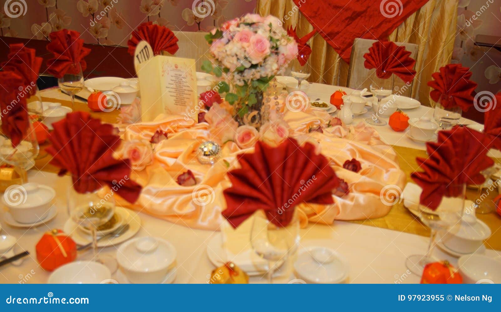 Wedding Dinner Venue and Reception Table Decoration Stock Image - Image ...
