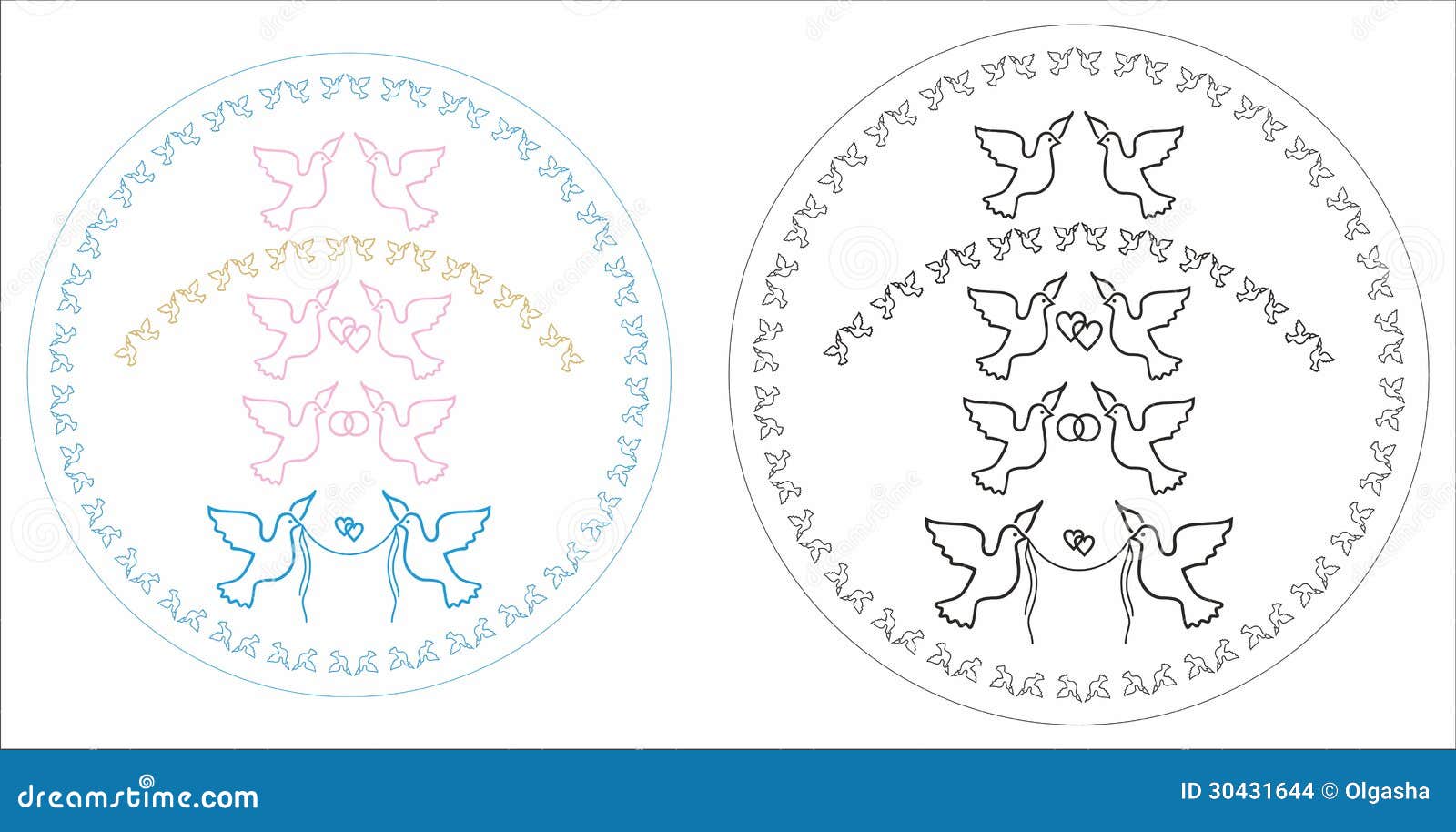 Wedding Day Dove Coloring Page For Kids Cartoon Vector | CartoonDealer ...