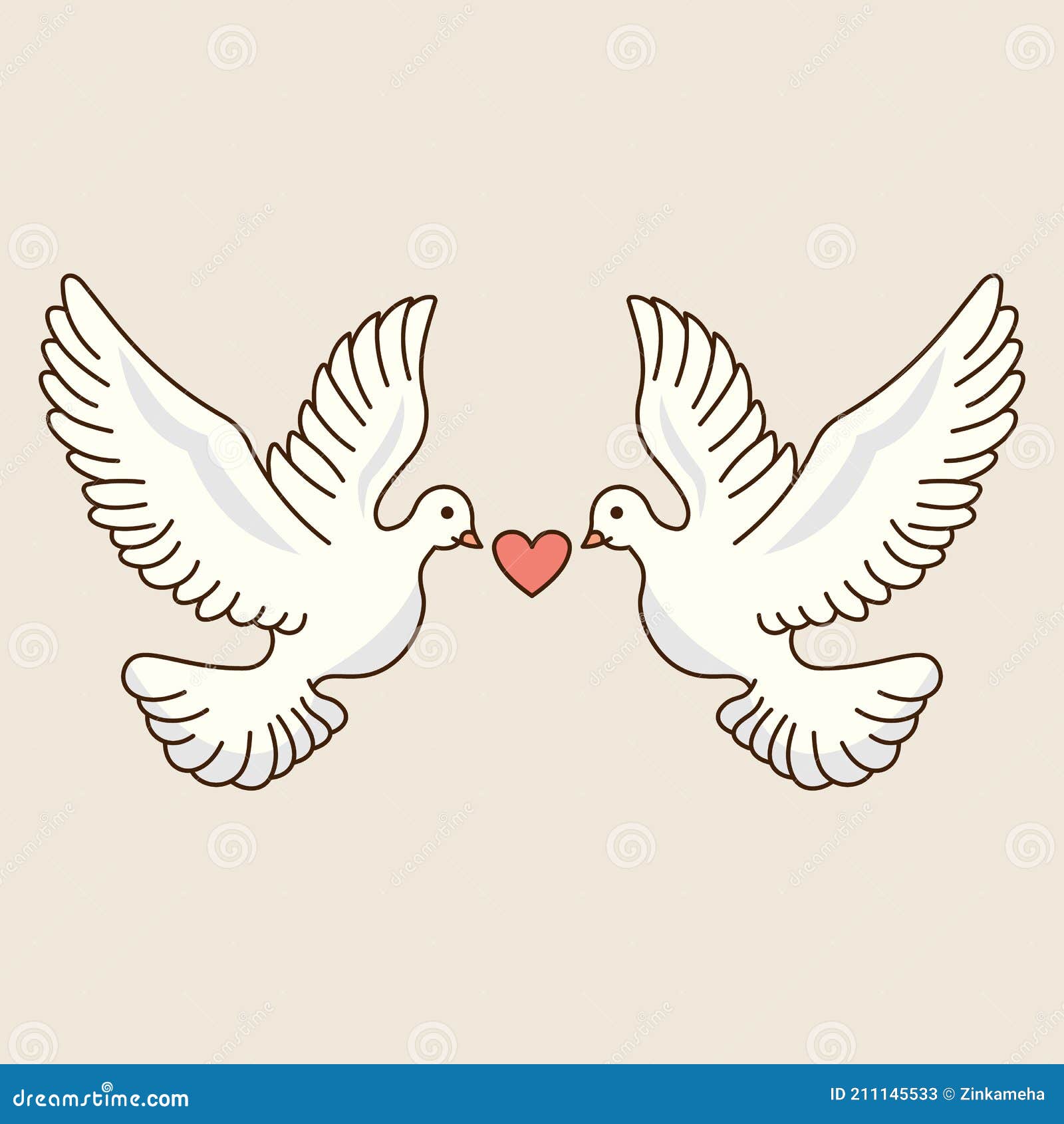 Wedding Dove with Love Icon, Wedding Element, Pigeon Couple Stock ...