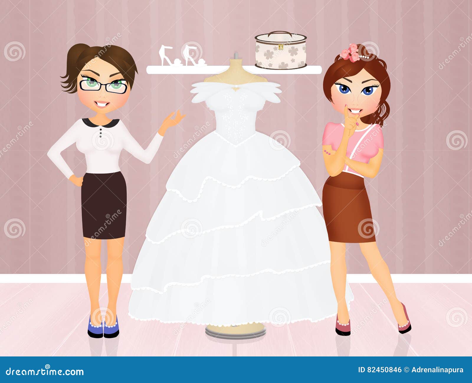 Wedding dress fitting stock illustration. Illustration of accessories ...