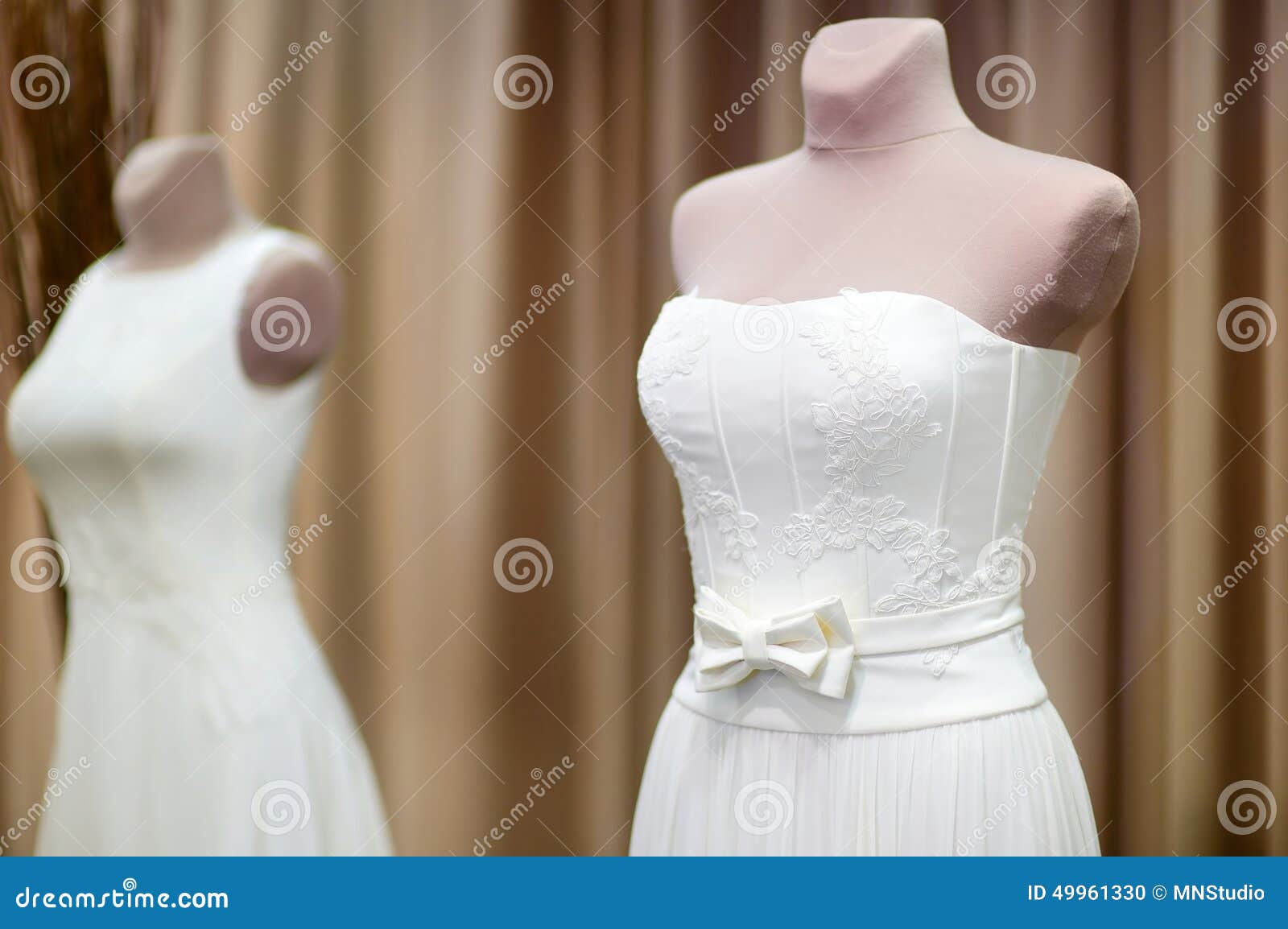 Wedding Dresses on a Mannequins Stock Photo - Image of bridal ...