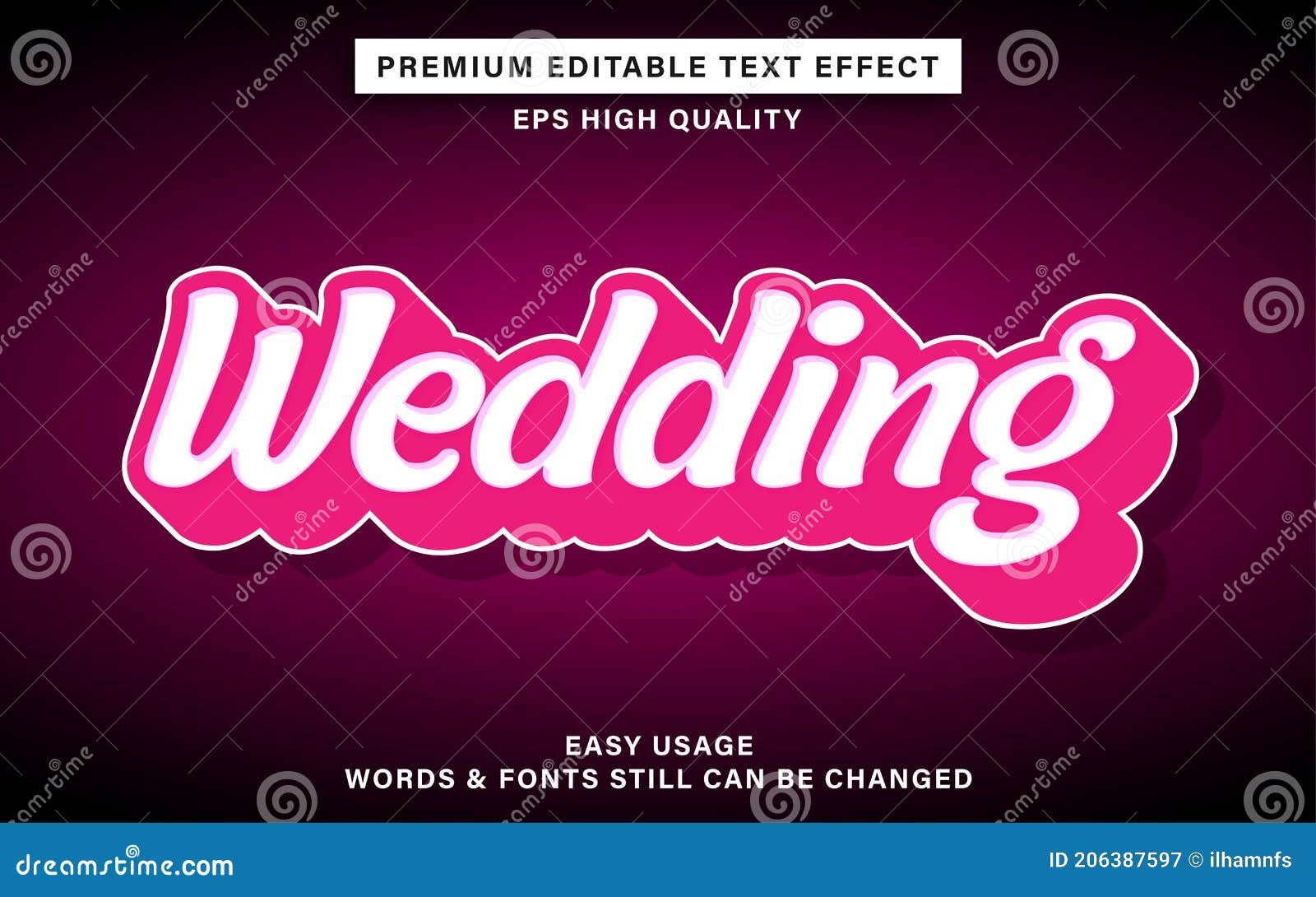 Wedding Editable Text Effect Stock Vector - Illustration of number ...