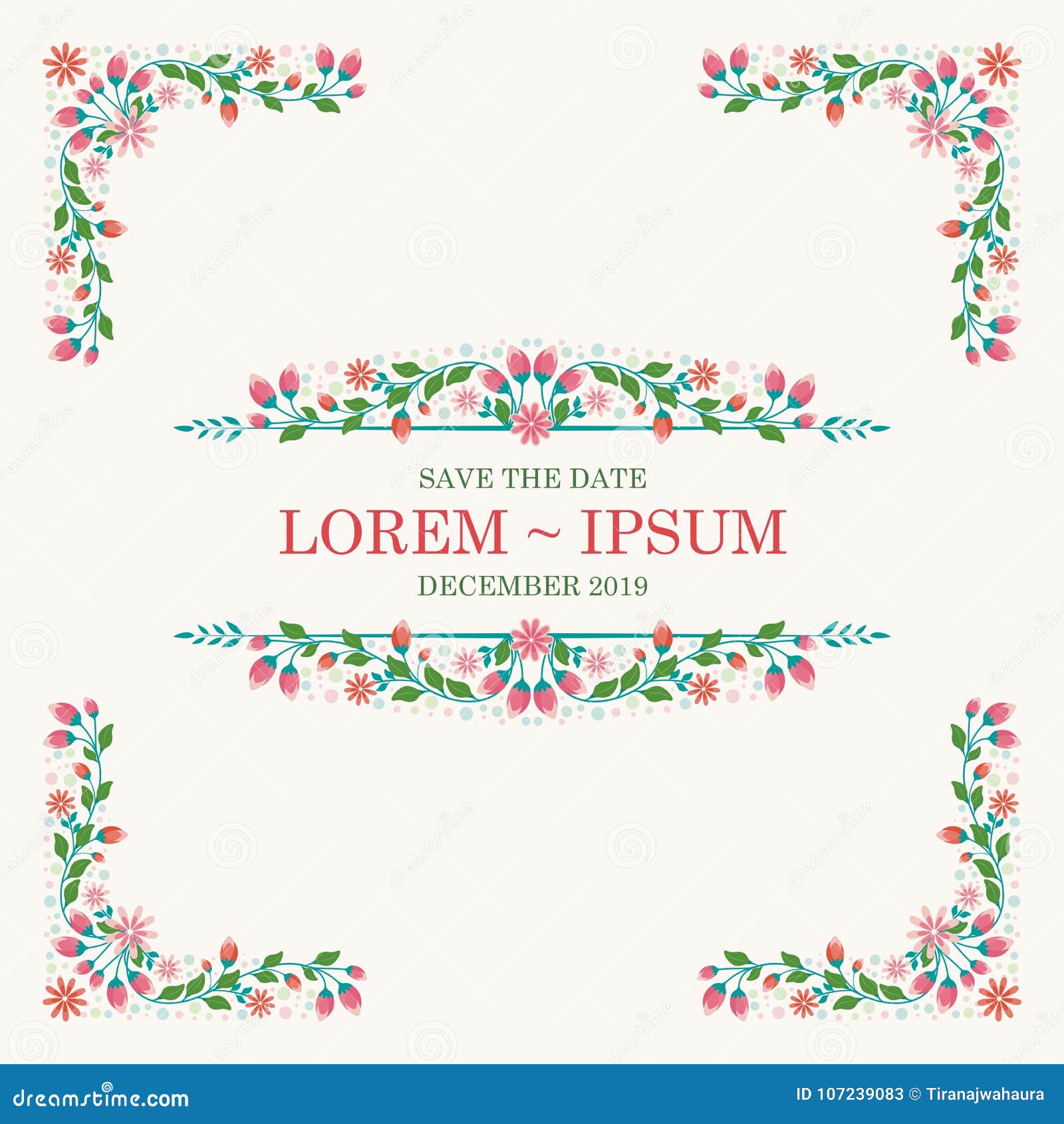 Wedding Elements with Flowers Frame and Corner Elements. Stock Vector ...