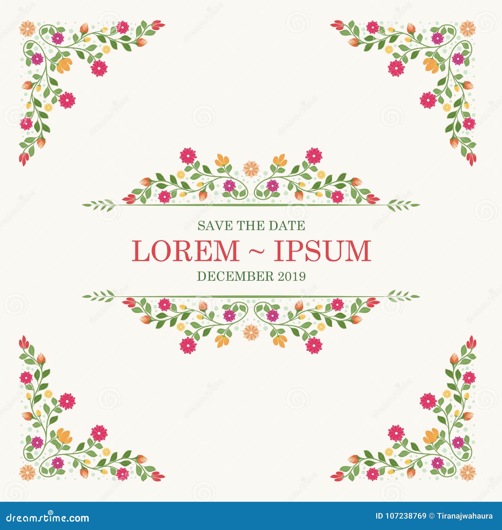 Wedding Elements with Flowers Frame and Corner Elements. Stock Vector ...
